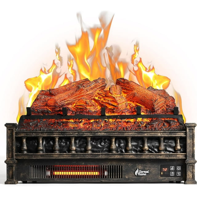 TURBRO Eternal Flame Infrared Electric Fireplace Logs, 23" Remote ...