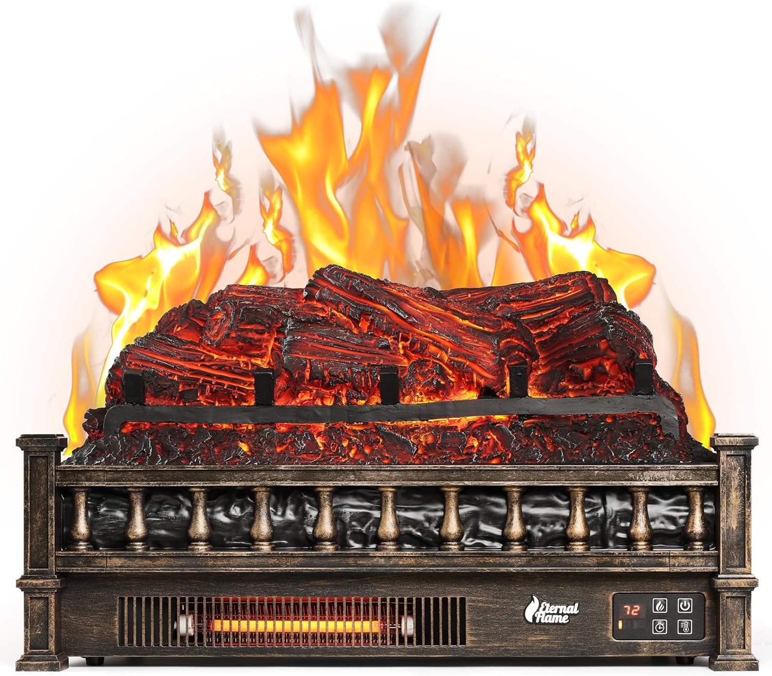 TURBRO Eternal Flame Infrared Electric Fireplace Logs, 23" Remote ...