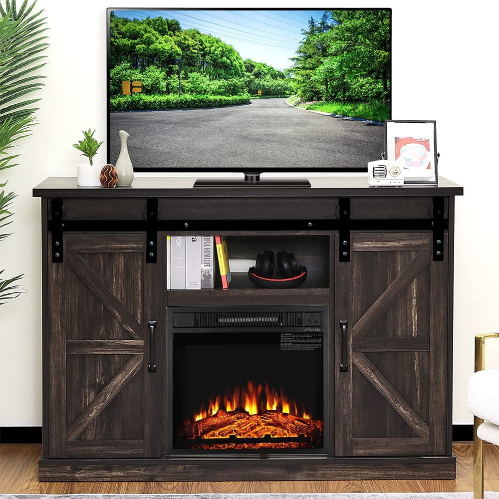 TURBRO Fireside FS48 TV Stand with Realistic Flames Fireplace, Supports ...