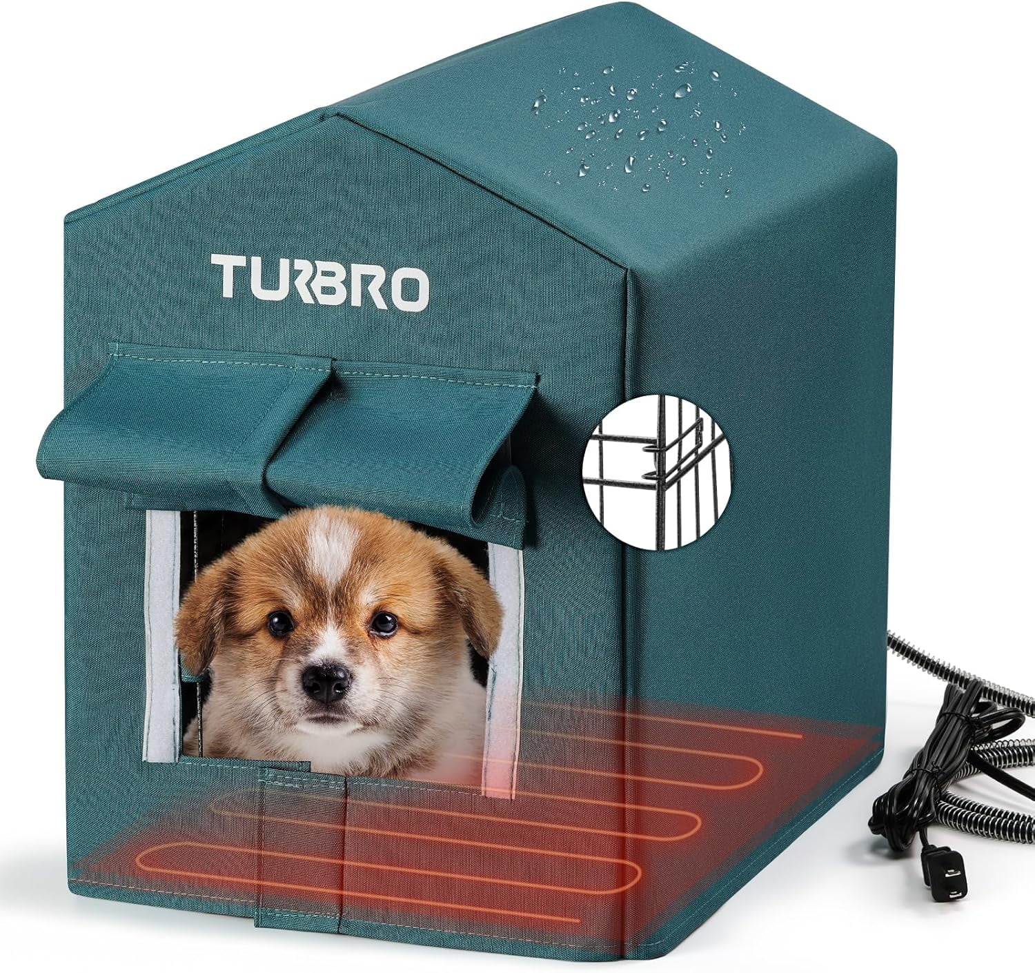 TURBRO Heated Dog House Outdoor, Insulated and Weatherproof Iron ...