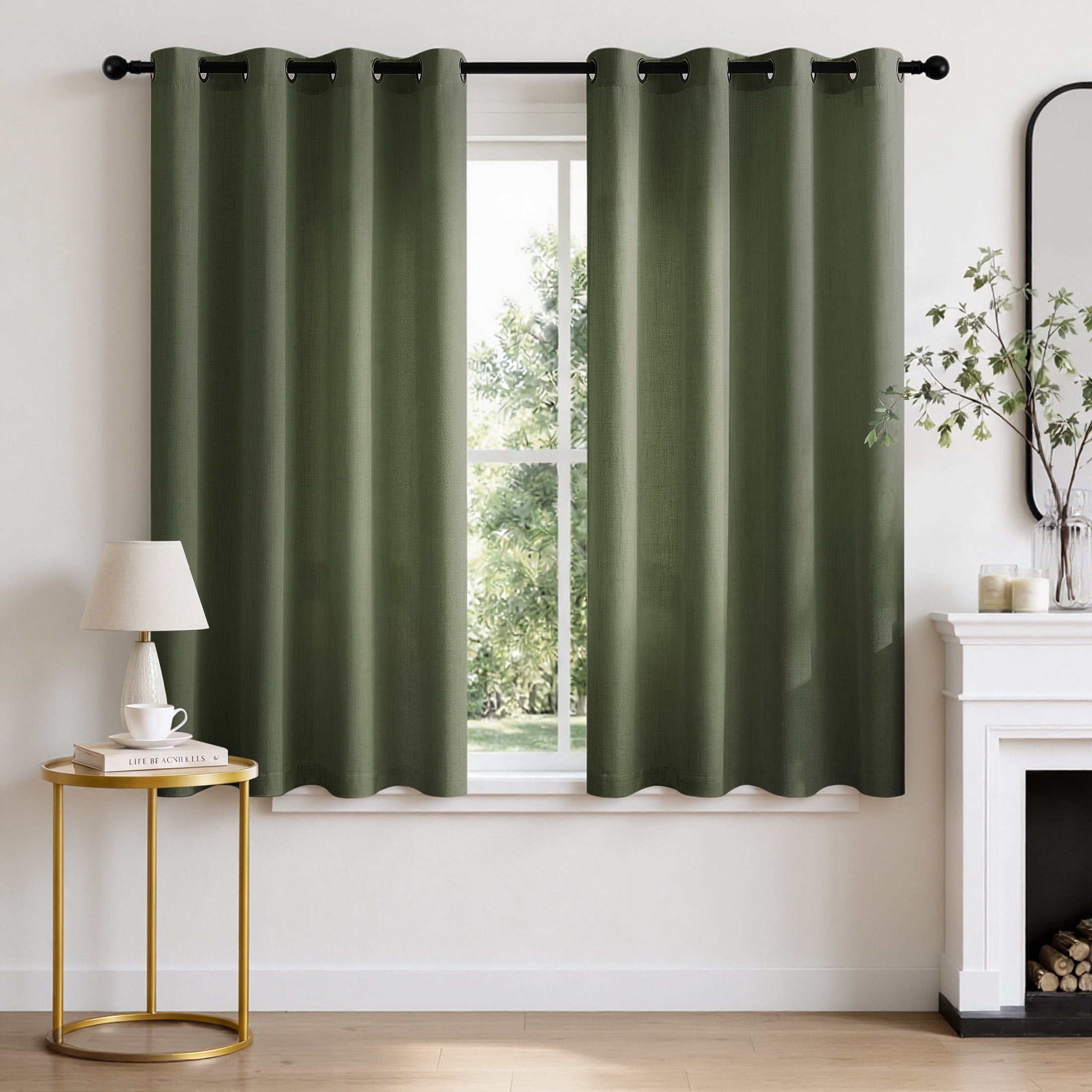 TURCURNO Light Filtering Linen Curtains for Bedroom Dining Room,Soft ...