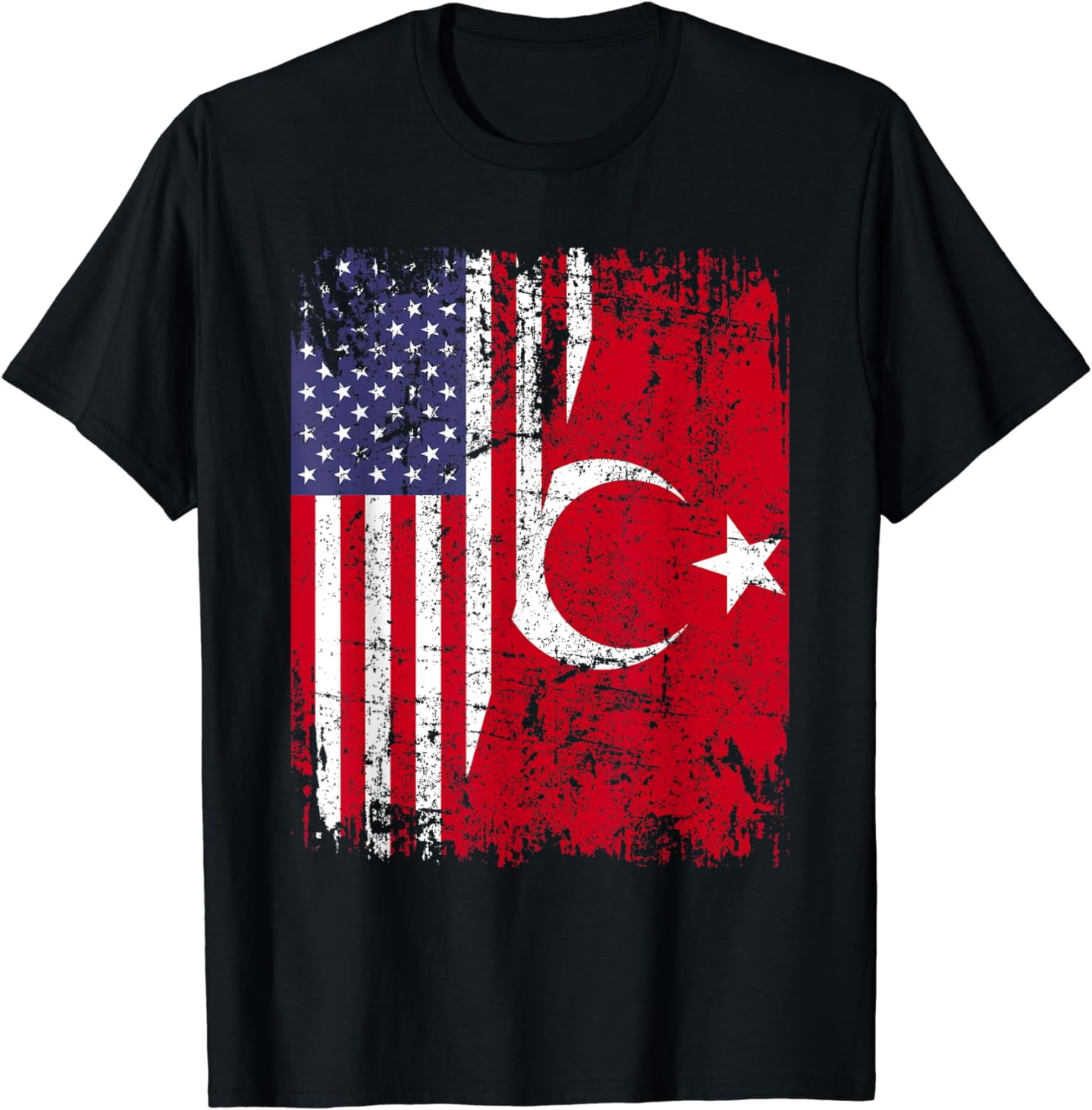 TURKISH ROOTS | Half American Flag | USA TURKEY FLAG T-Shirt - Walmart.com