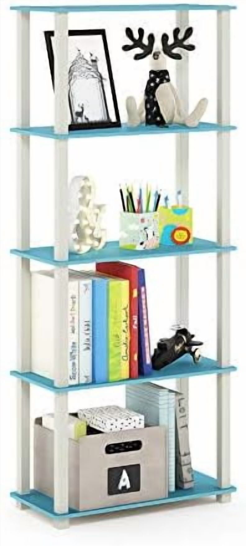 TURN-S-TUBE Book Shelf, 5-Tier Toolless Storage Shelves with Square ...