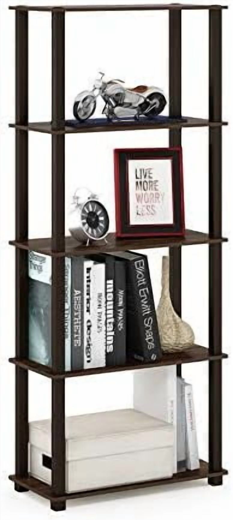 TURN-S-TUBE Book Shelf, 5-Tier Toolless Storage Shelves with Square ...