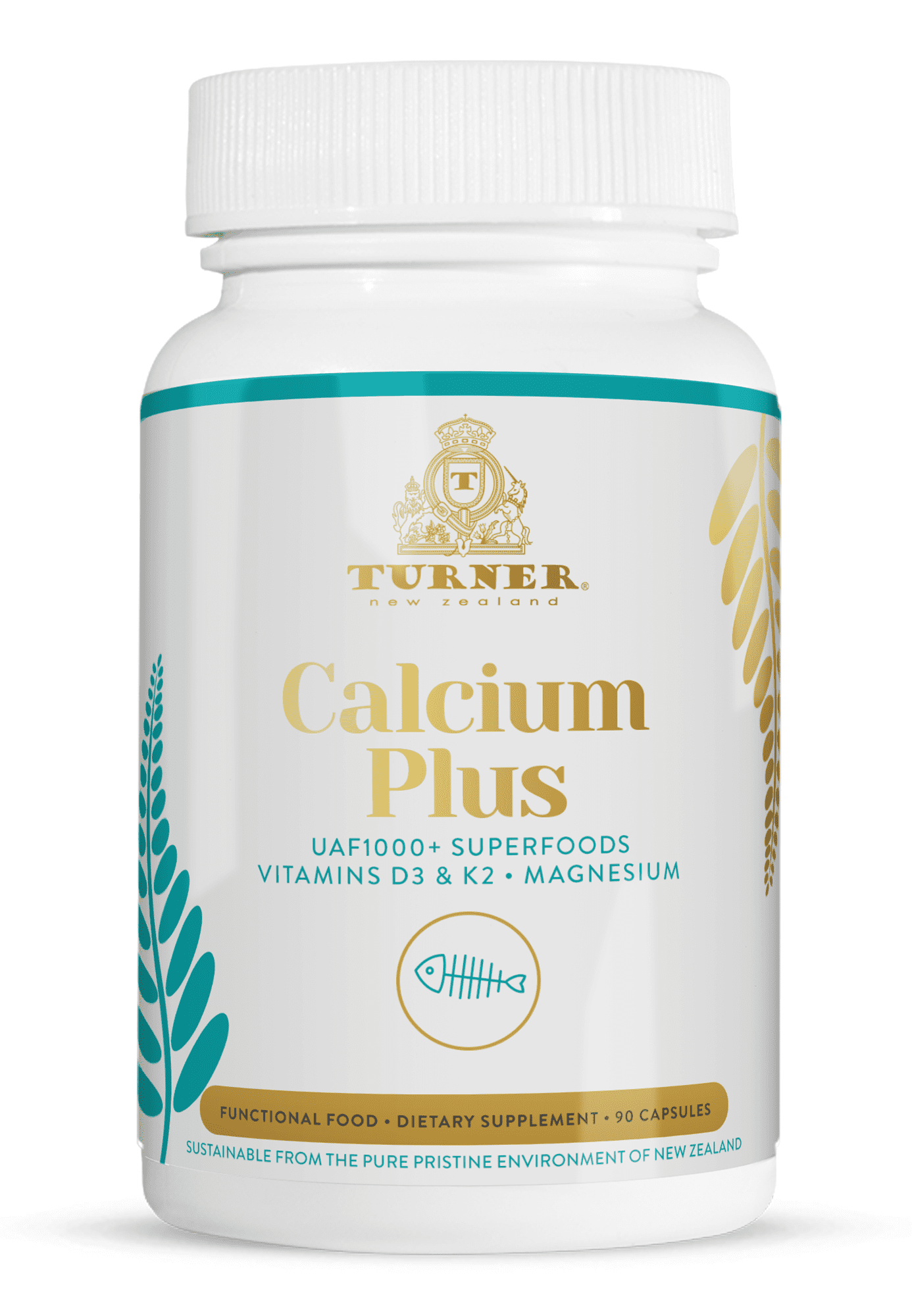 TURNER Calcium Plus Supplement, Bone Density & Joint Health, Fish Bone ...