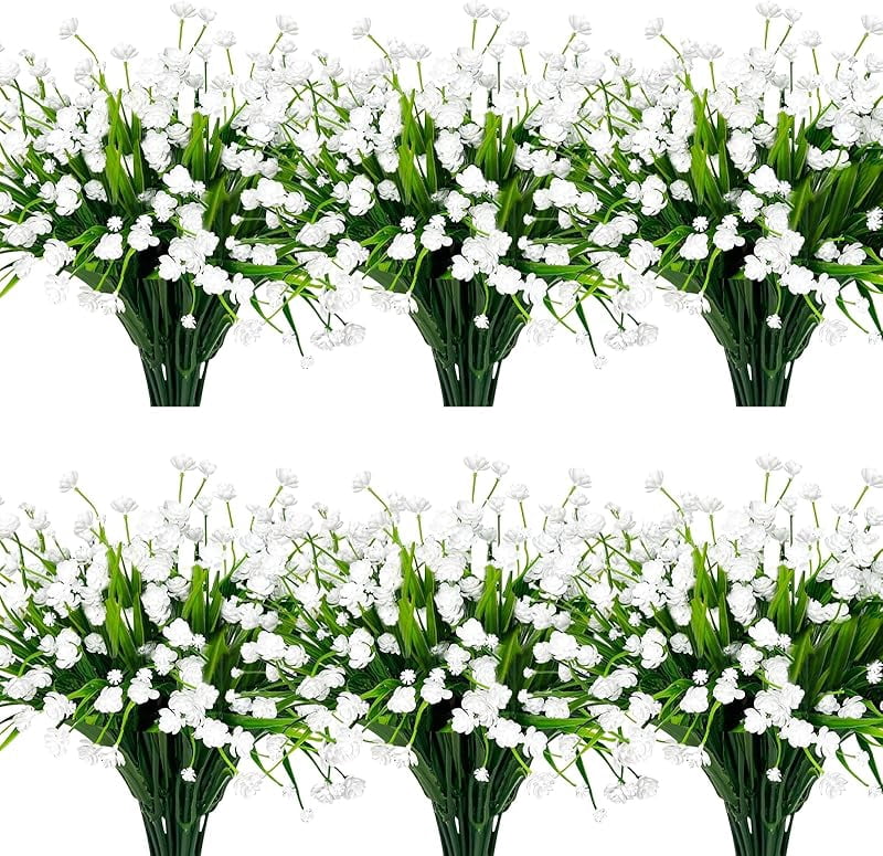 TURNMEON 20 Bundles Artificial Flowers for Outdoors Fake Plants Summer ...