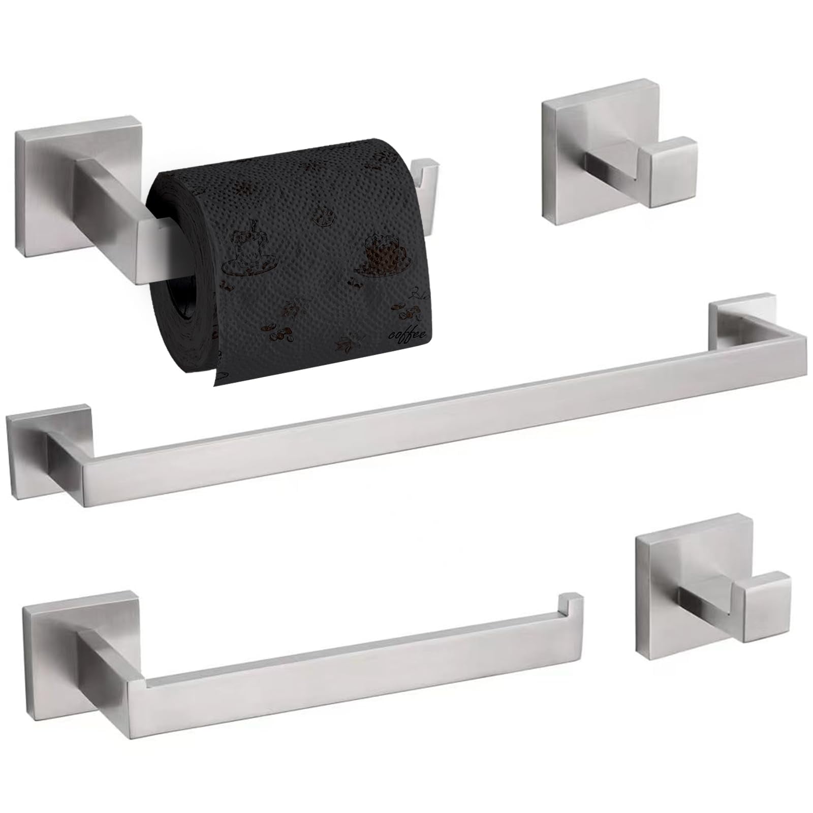 TURS 5-Piece Bathroom Hardware Set Brushed Nickel Towel Bar Set Bath ...