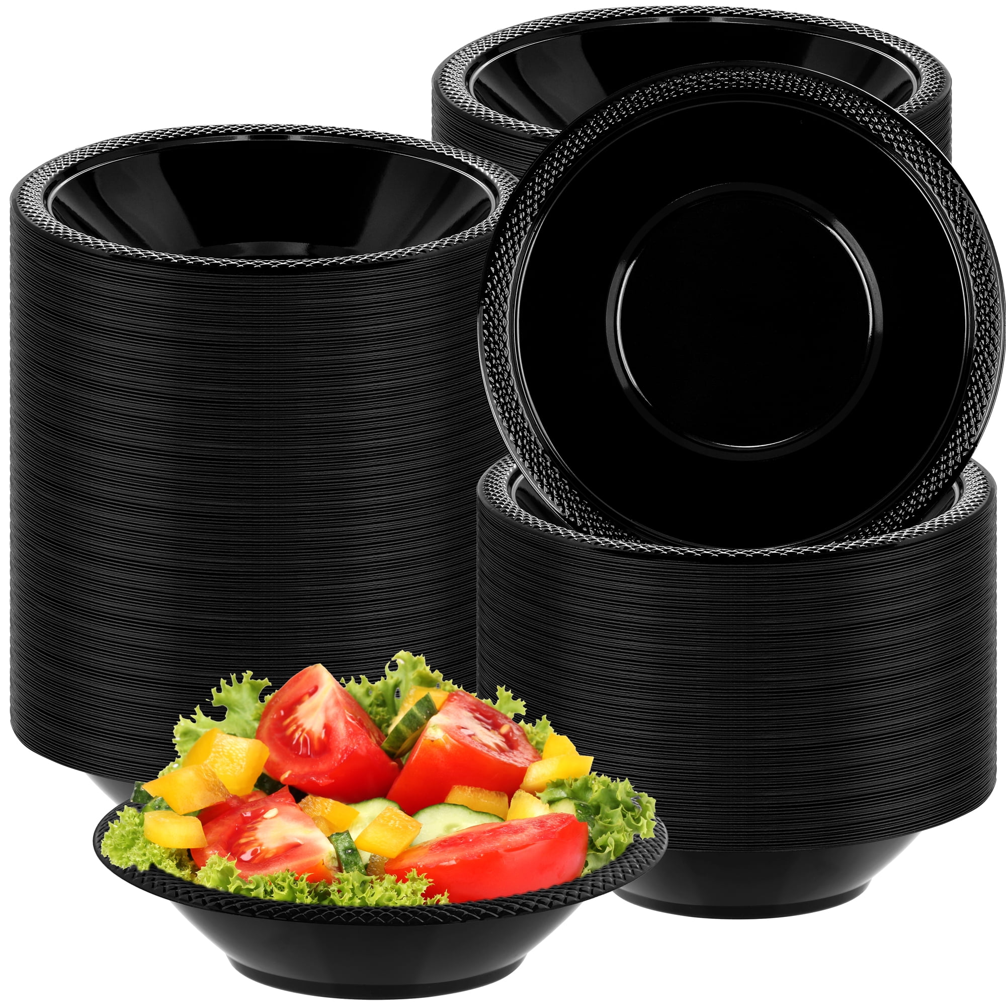 TURSTIN 300 Pack Disposable Plastic Bowls 12oz Disposable Salad Bowl ...