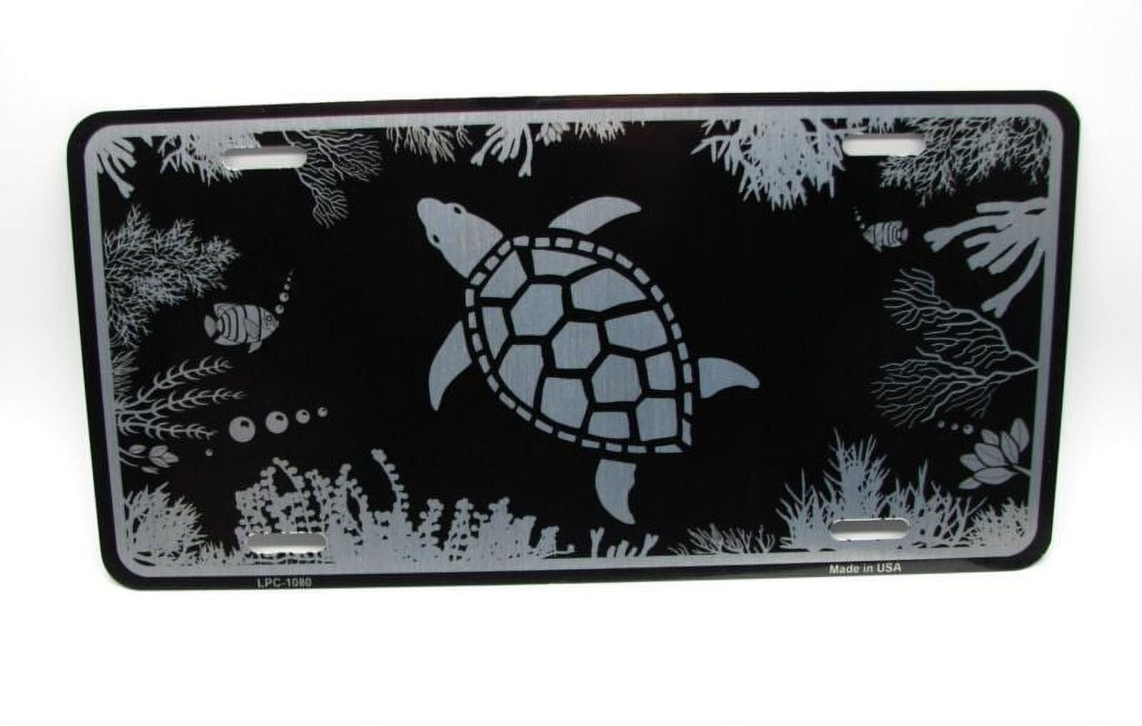 TURTLE BLACK BRUSHED METAL CAR LICENSE PLATE TAG, SEA TURTLE CAR ...