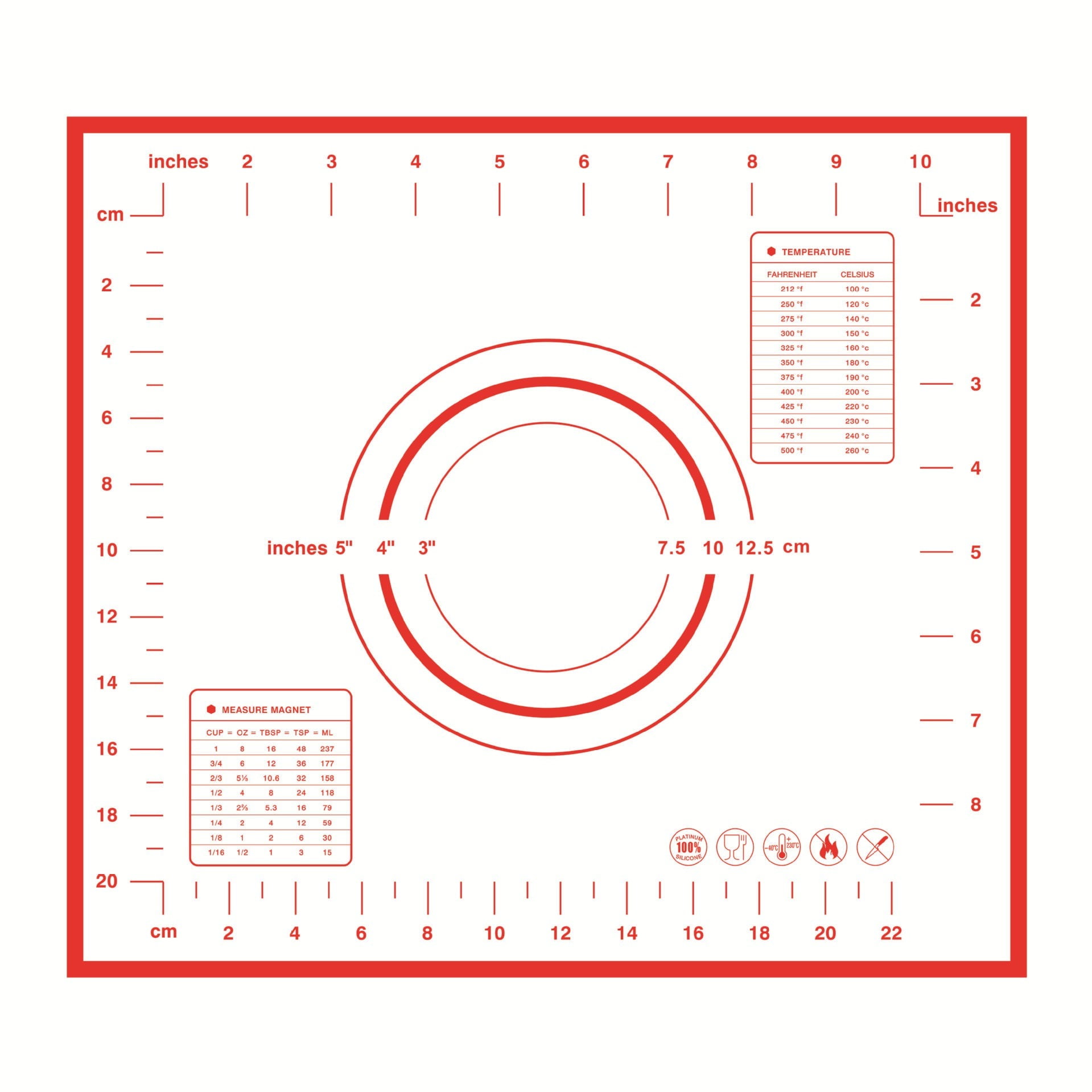 TURTM 1pc Premium Non-Stick Silicone Baking Mat - Effortless Rolling & Cutting with Measured ...