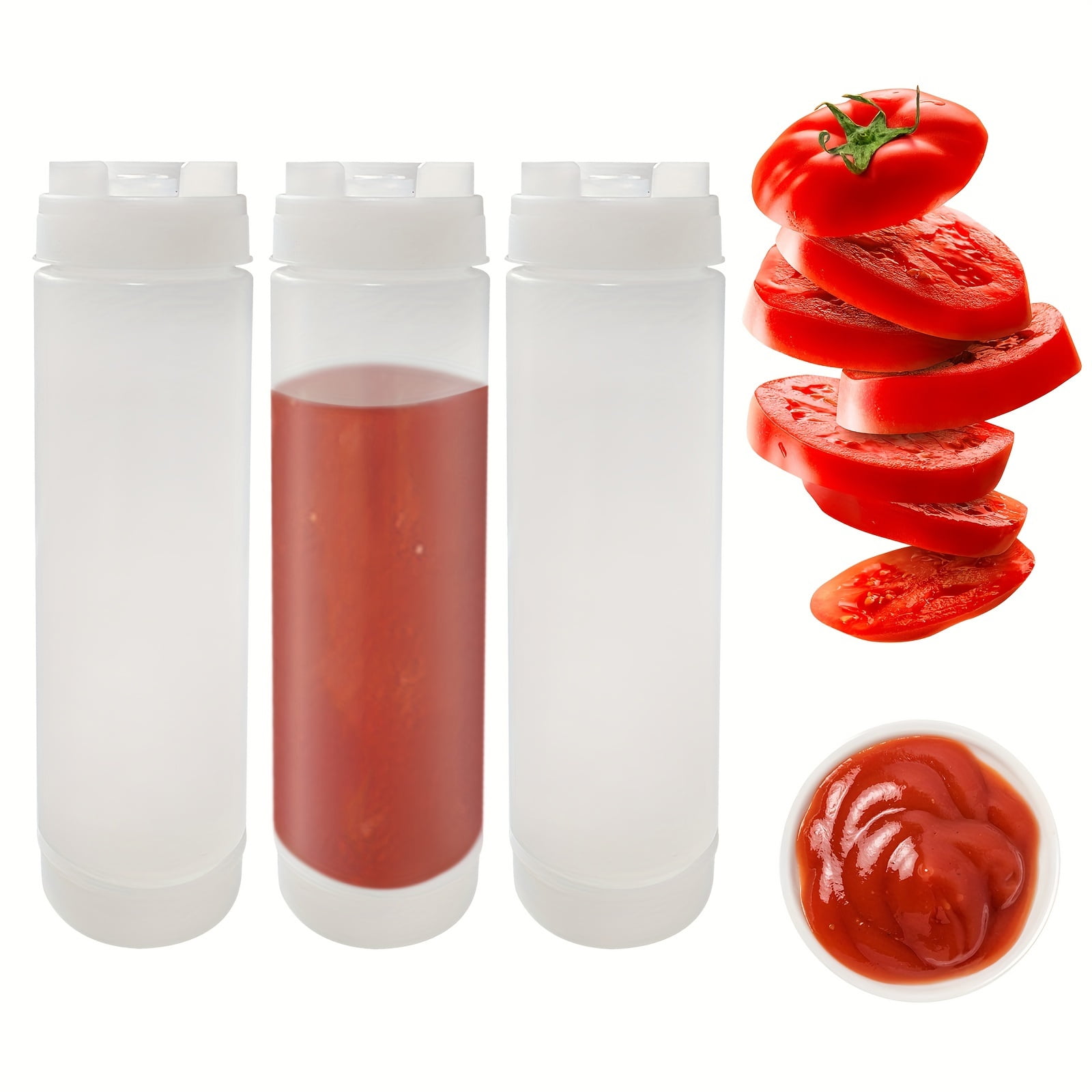 TURTM HTEEG 3-Pack 16 Oz BPA-Free Squeeze Bottle Set - Inverted Design ...