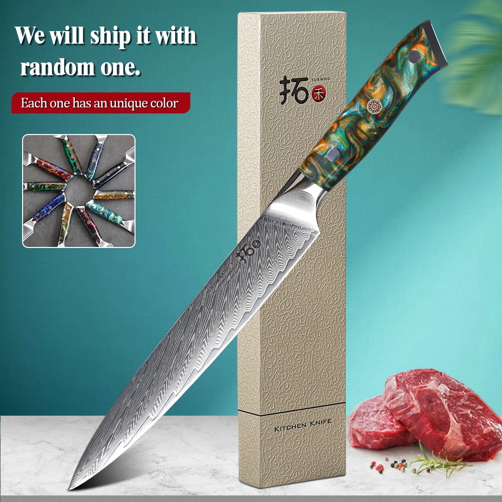 TURWHO 8inch Slicing Knife Japanese VG10 Damascus Steel Kitchen Cook ...