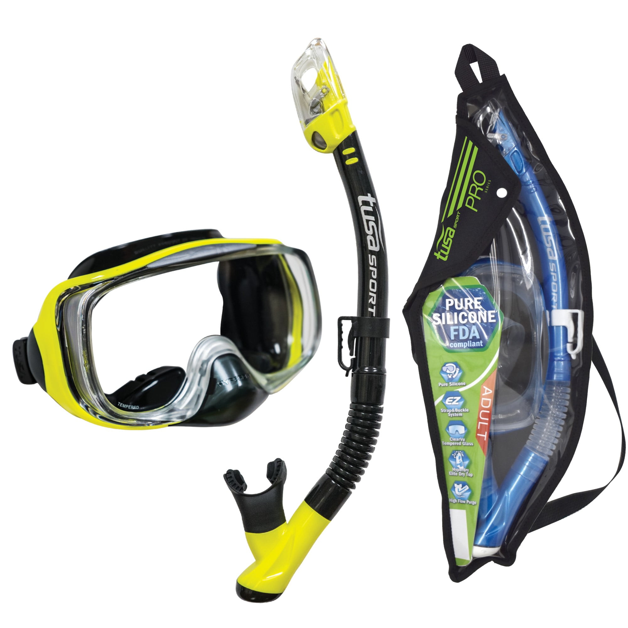 TUSA Sport Imprex 3D Purge Mask and Dry Snorkel Combo, Black/Flash ...