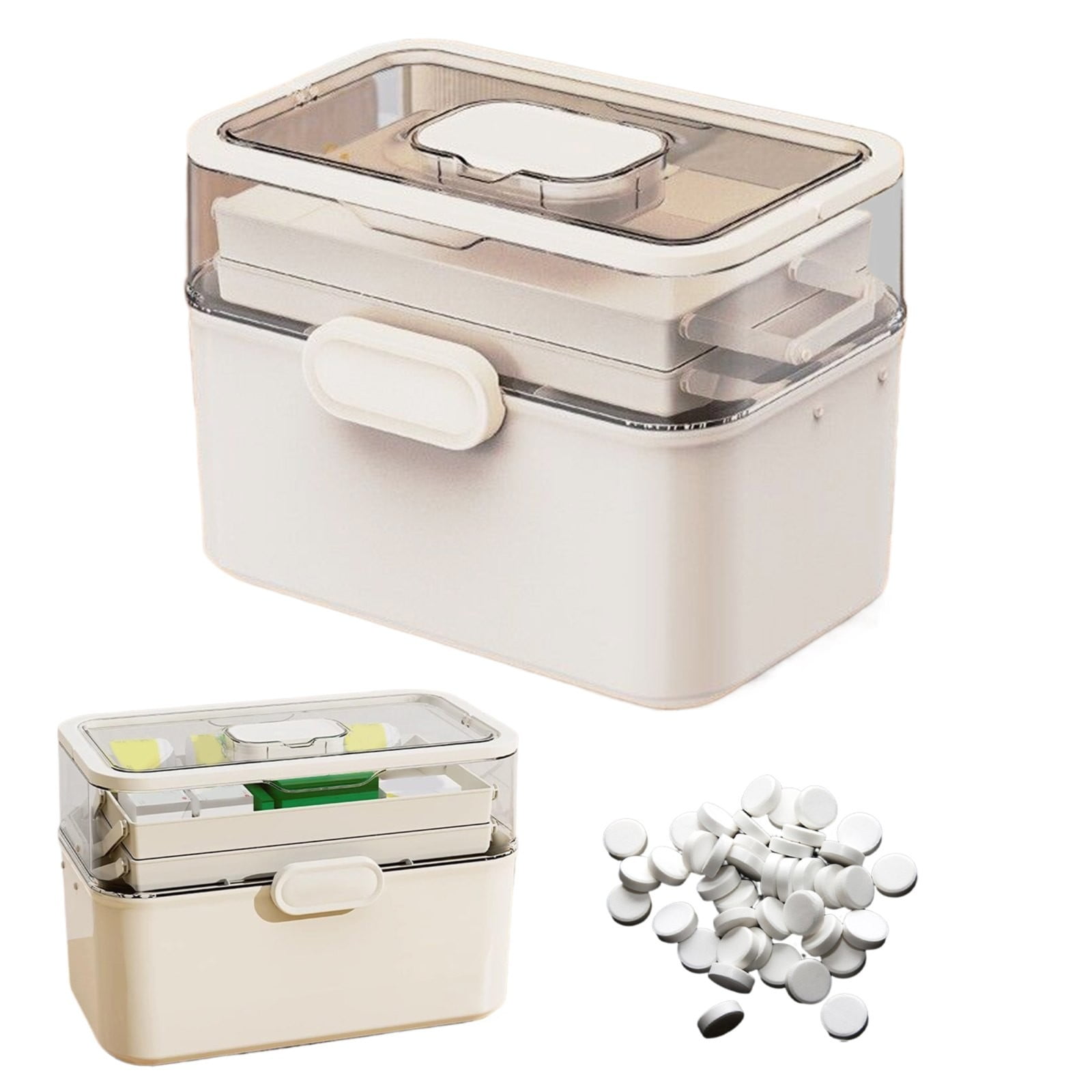 TUSANG 11 Inch 3-Tier Portable Medicine Storage Box, Detachable Small ...