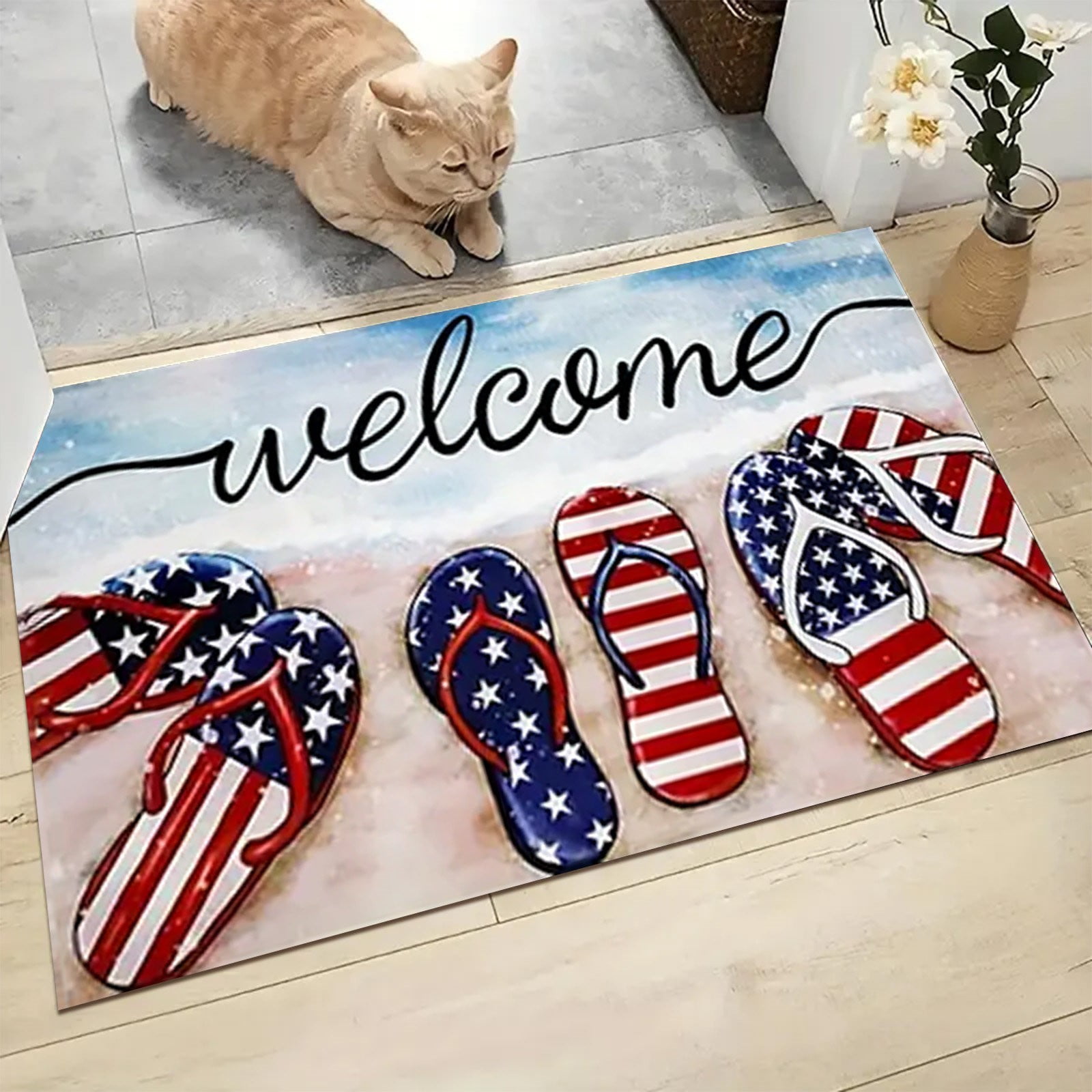 TUSANG Welcome Door Mat,Independence Day Doormat, Red White Blue ...
