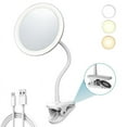 TUSHENGTU 6.5" White Swan-Neck Clamp Mirror , LED Vanity Mirror , USB ...