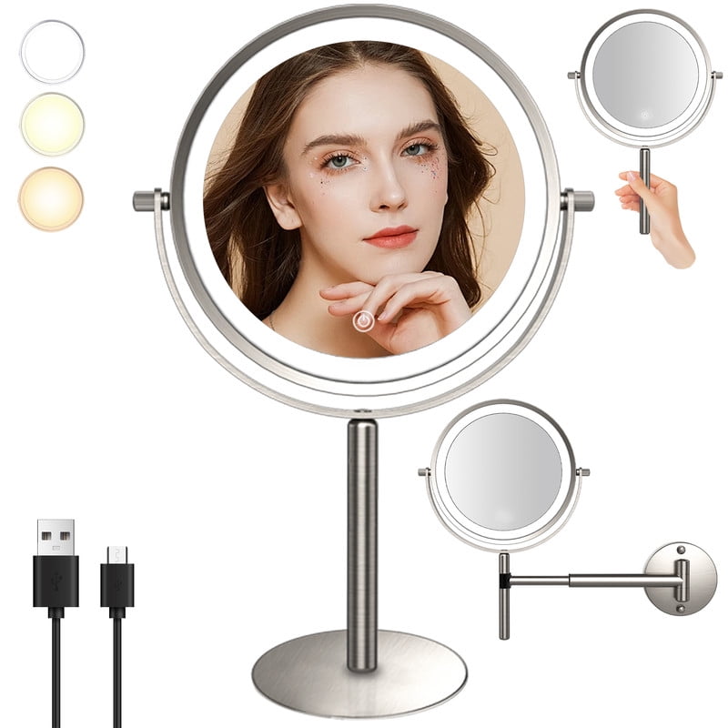 TUSHENGTU 8"Desktop makeup mirror with Light , 10x magnifying , Wall ...
