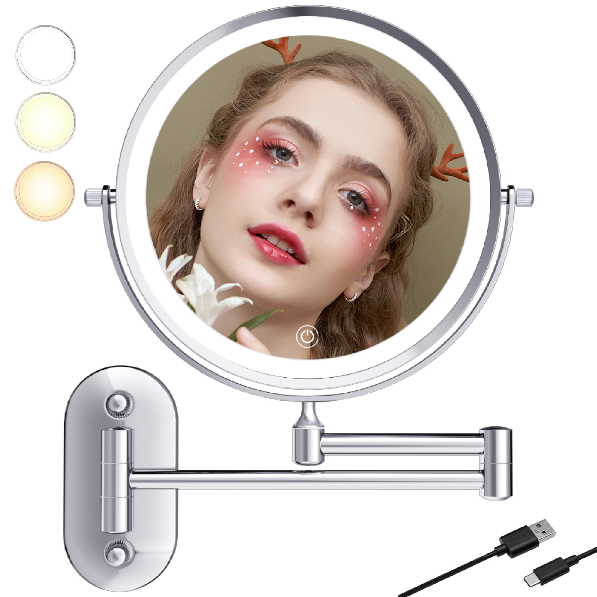 "simplehuman LED Sensor Makeup Mirror, 8"" Round, 10x, Touch-Control ...