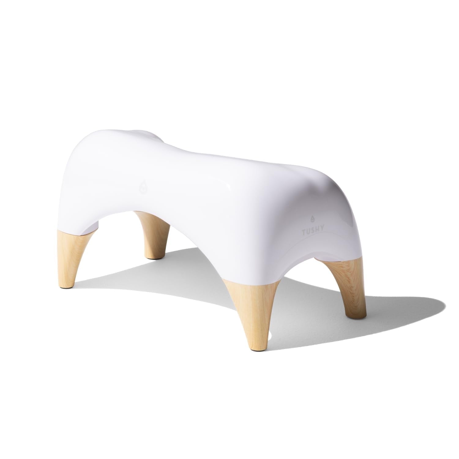 "TUSHY Bamboo Bathroom Foot Stool & Ottoman | 7.5"" White - Squat ...