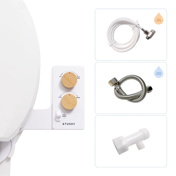 TUSHY Spa Self-Cleaning Warm Water Bidet Attachment, Adjustable Nozzle ...