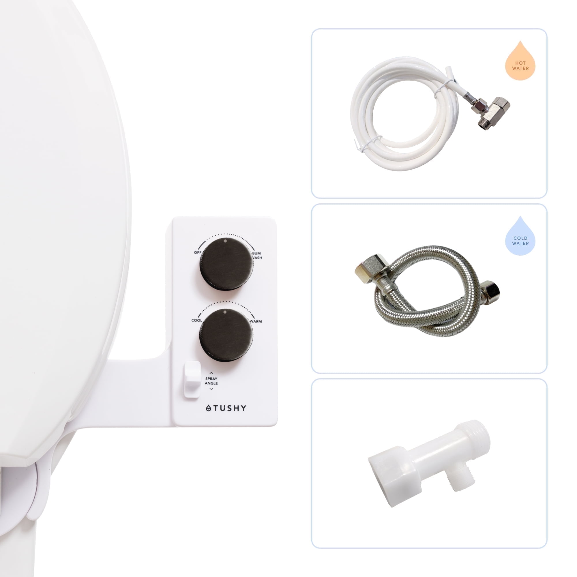 TUSHY Spa Self-Cleaning Warm Water Bidet Attachment, Adjustable Nozzle ...