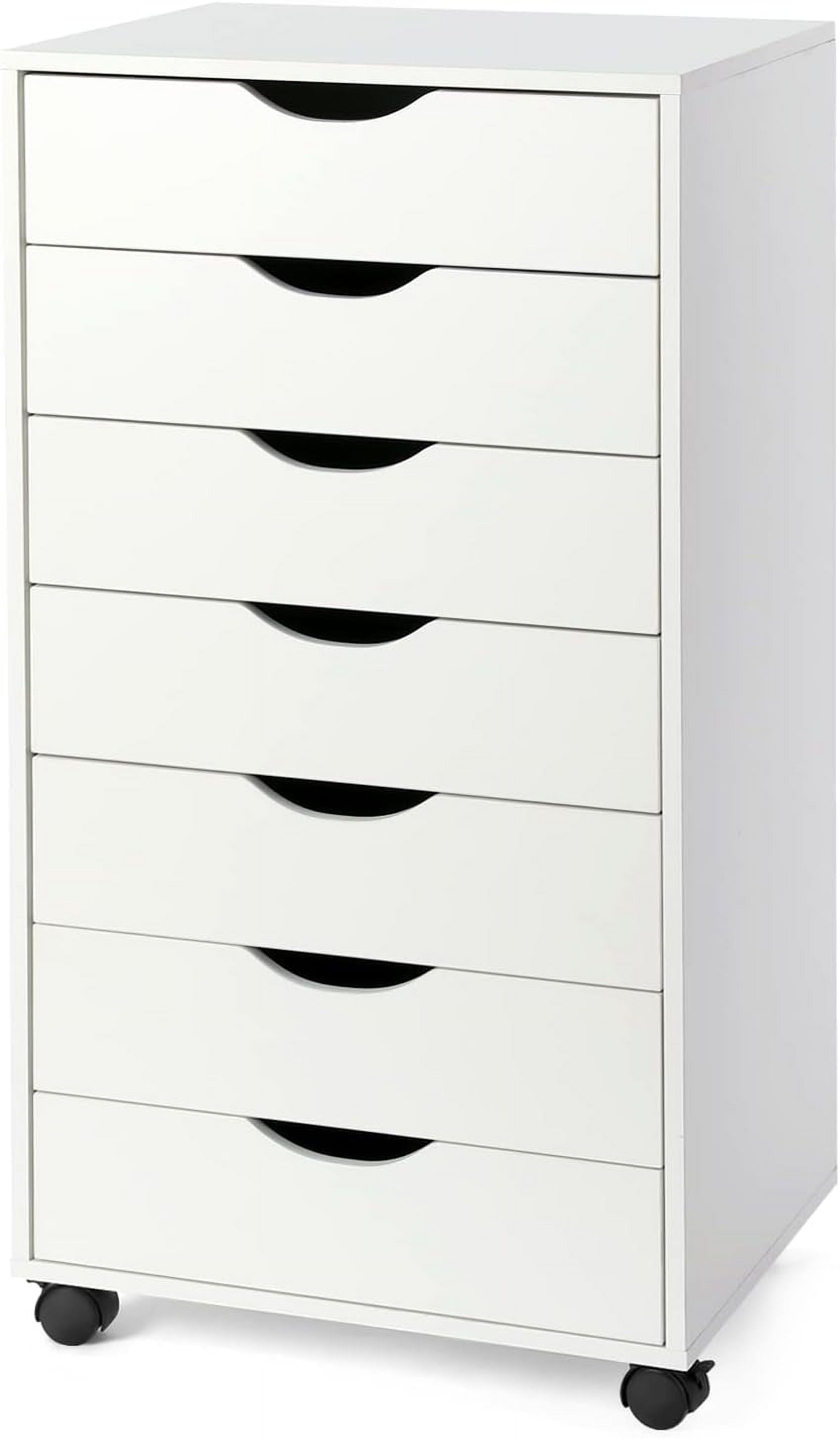 TUSY 7-Drawer Organizer, Tall Chest of Drawers with Caster Wheels ...