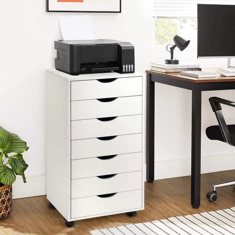TUSY 7-Drawer Organizer, Tall Chest of Drawers with Caster Wheels, Alex ...