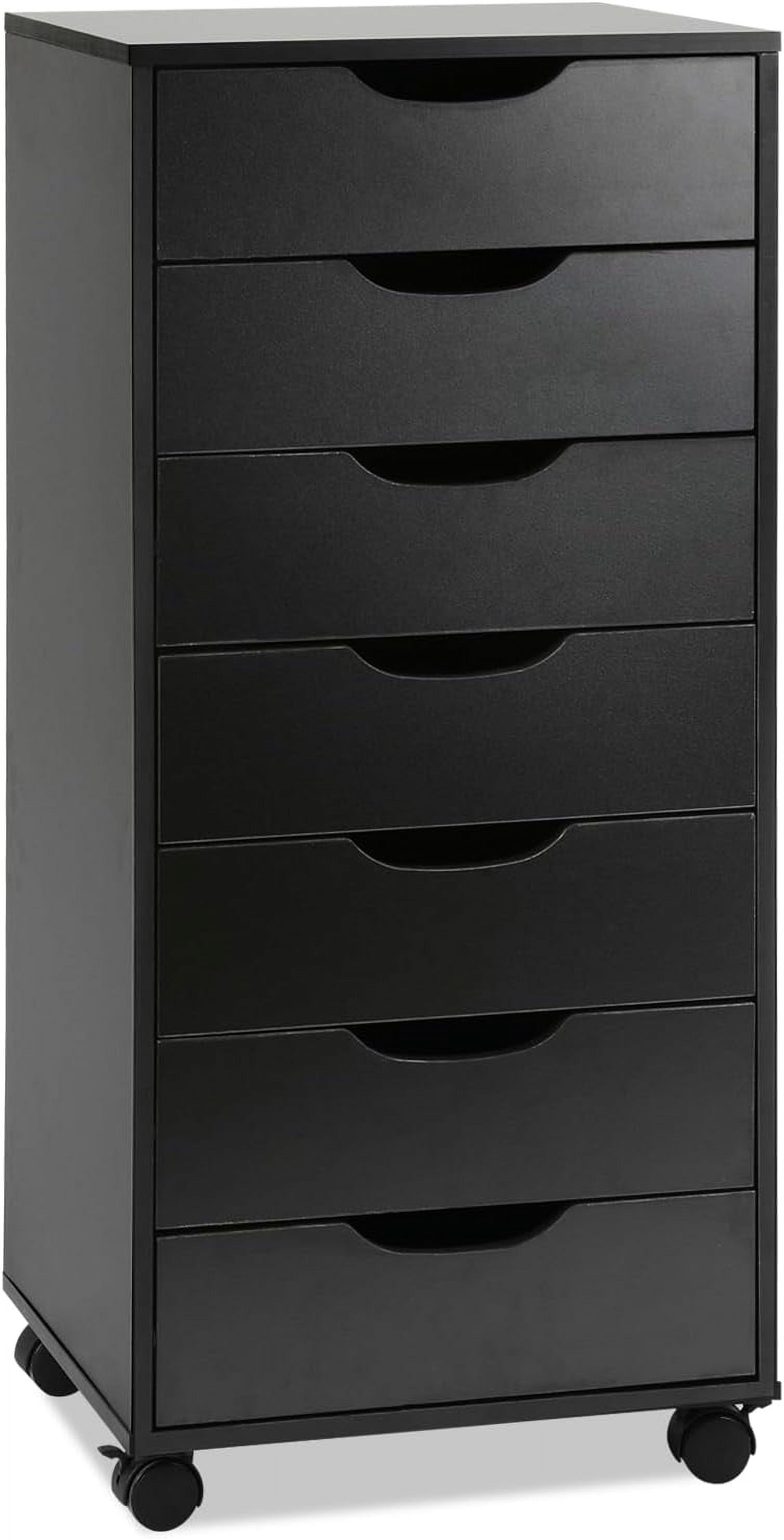 TUSY Vertical File cabinets with Caster Wheels for Home Office, Black ...