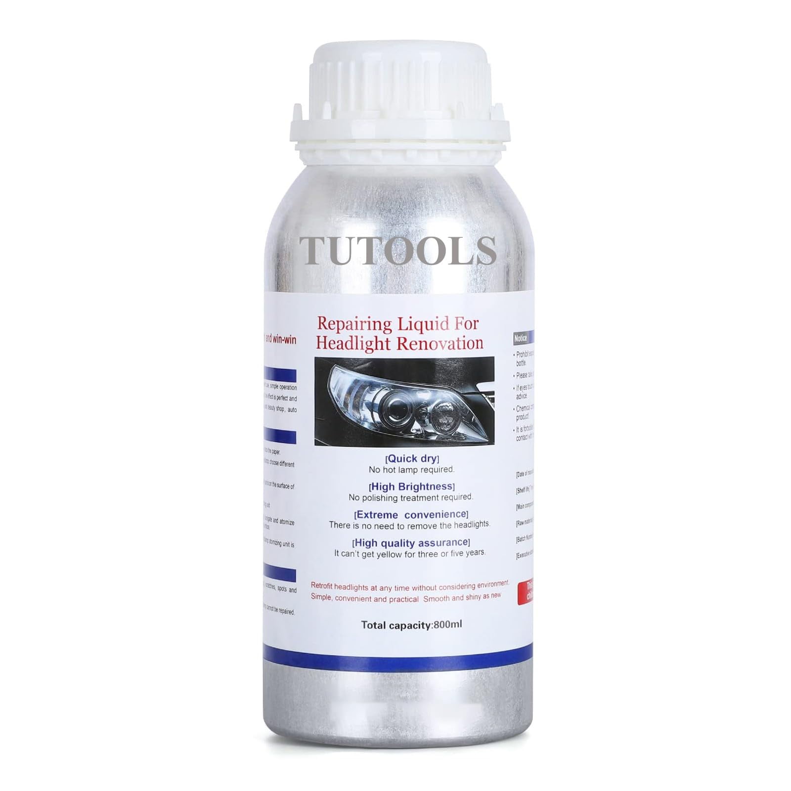 TUTOOLS 600ML Headlight Restoration Liquid,Automobile Headlight Lens ...