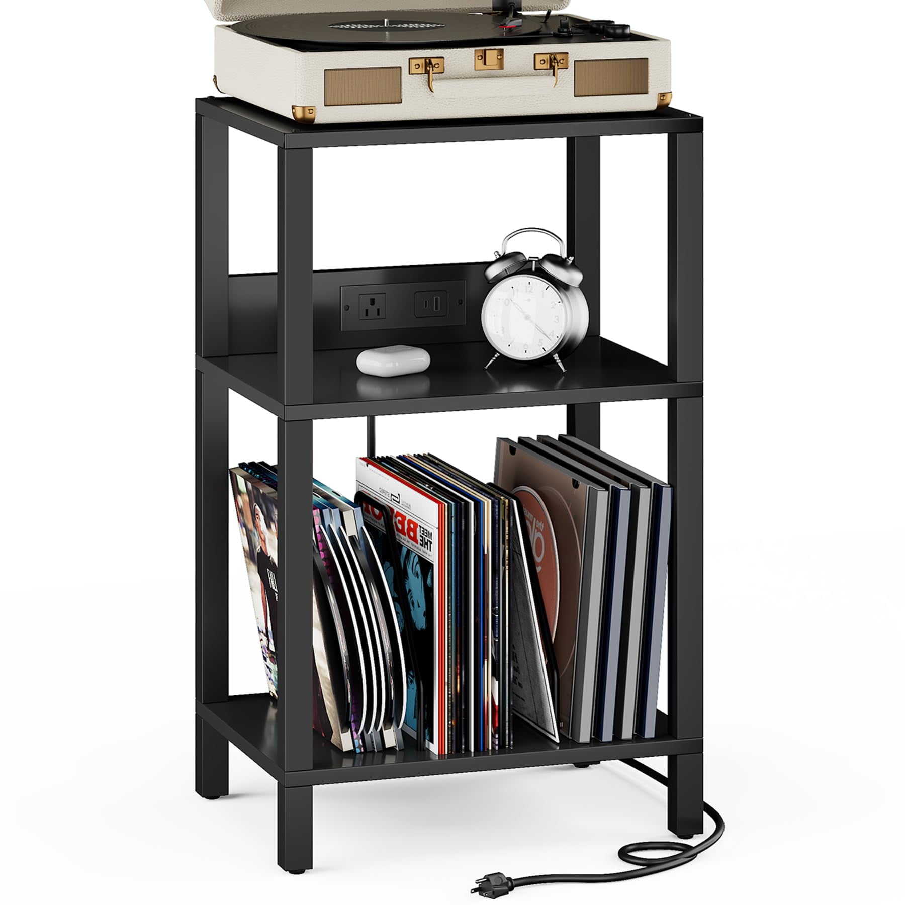 TUTOTAK Record Player Stand with Storage Up to 100 Albums，Record ...