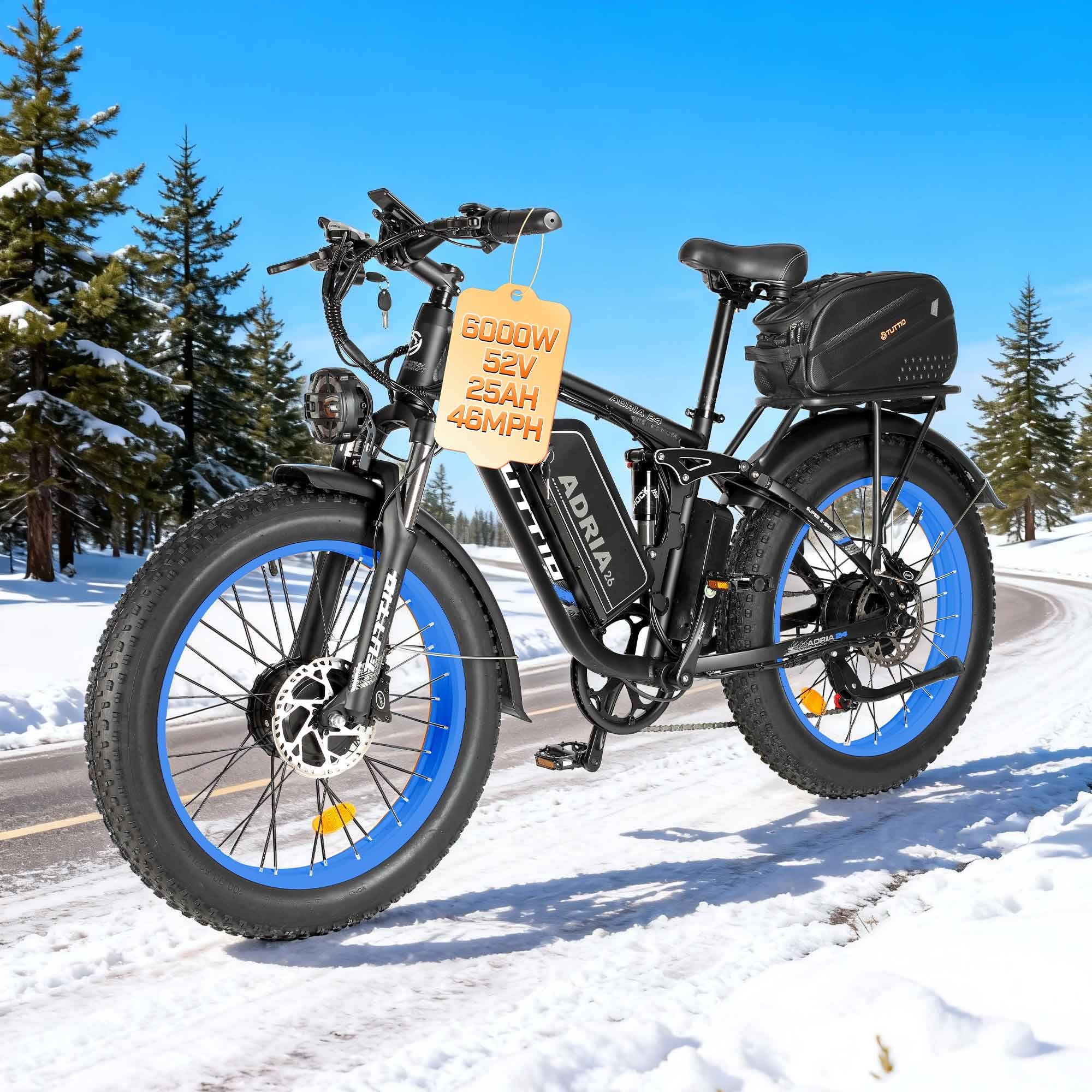 TUTTIO Adria26 Electric Bike for Adults, 6000W Peak Dual Motor Mountain ...
