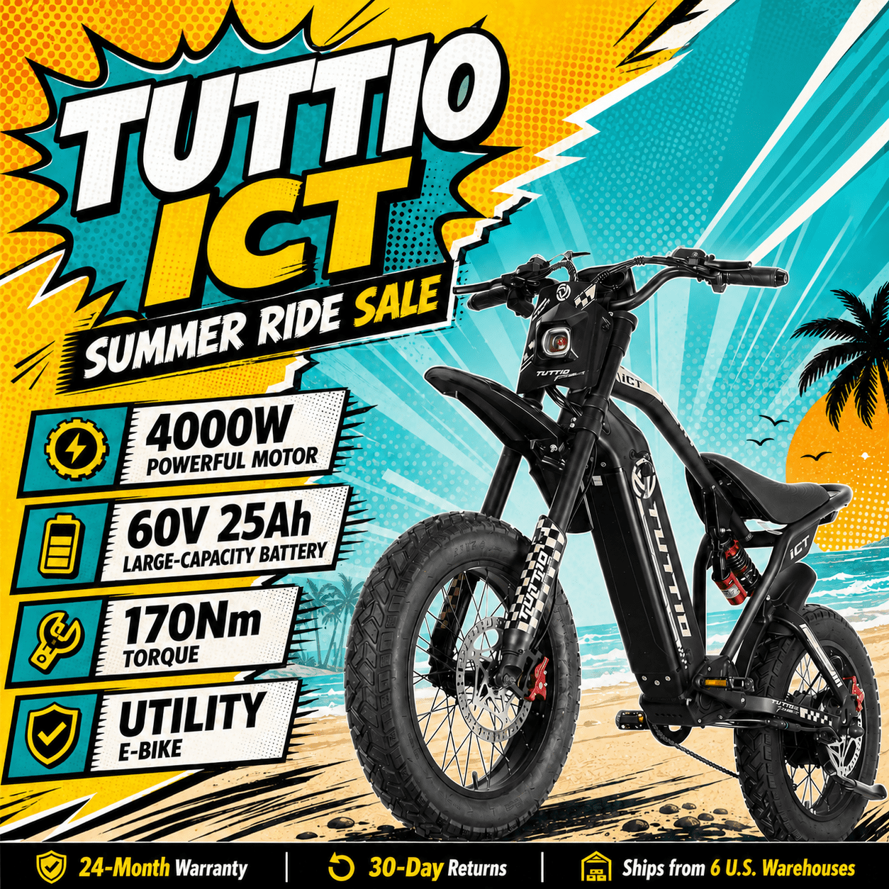 TUTTIO ICT Electric Dirt Bike for Adults Teen, 4000W Full Suspension ...