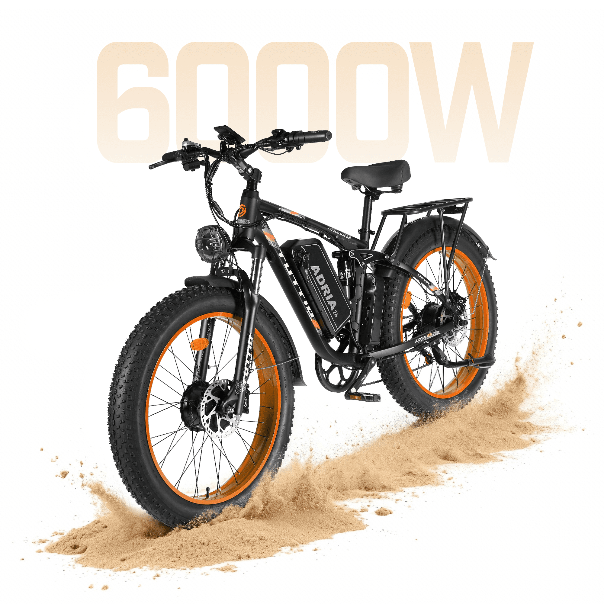 TUTTIO Electric bike for Adult, 6000W Peak Motor Max 46mph, 26x4 Fat ...
