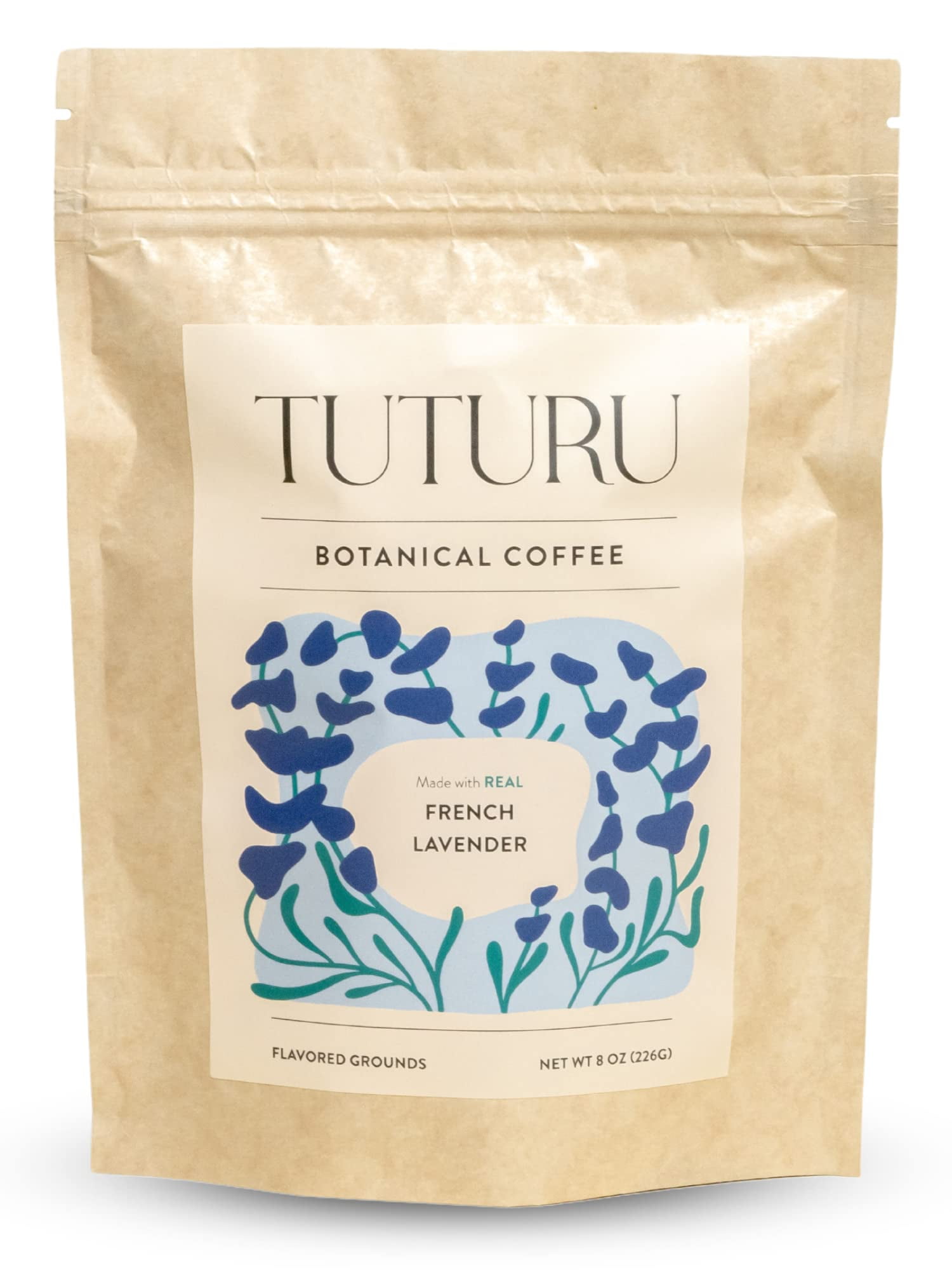 TUTURU French Lavender Ground Coffee | Real Lavender Flower | Medium Roast, Organic Coffee ...