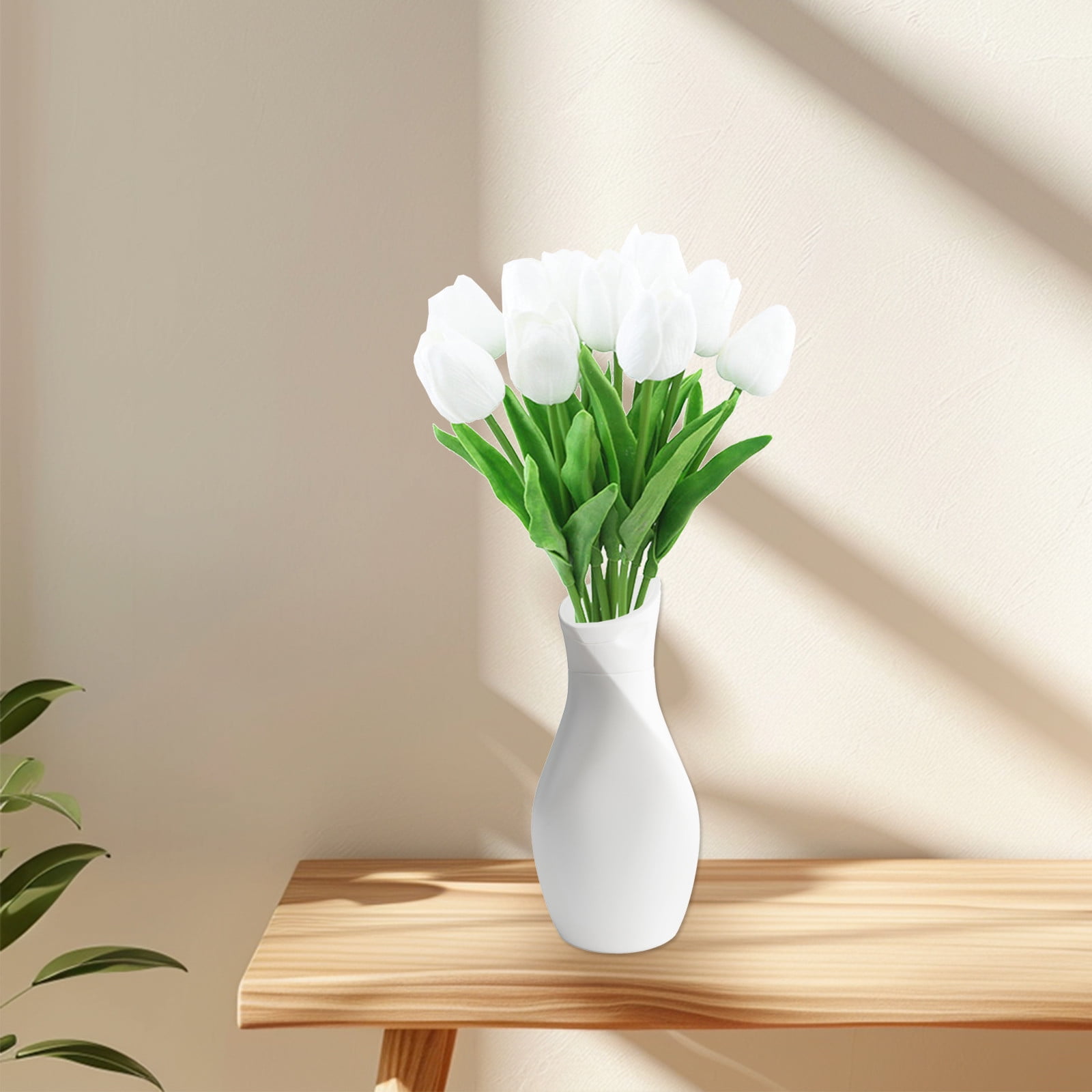 TUTUnaumb 10 Packs Faux Flowers Artificial Tulips, 13.38" Poly Foam ...