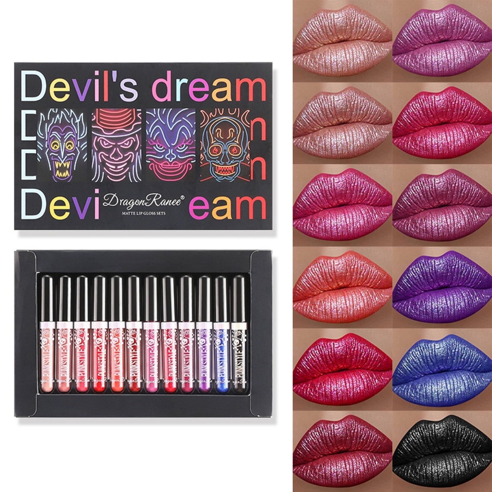 TUTUnaumb 12 Colors Glitter Lip Gloss Set, 12Pcs Diamond Shimmer ...