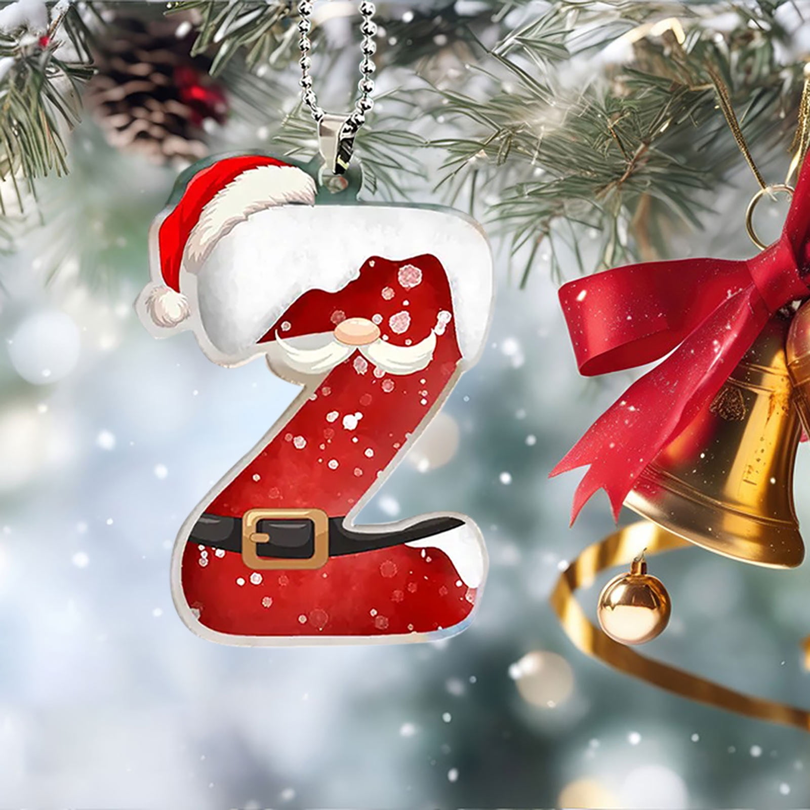 TUTUnaumb 26 Alphabet Ornaments for Christmas Tree Initial Letter Santa ...