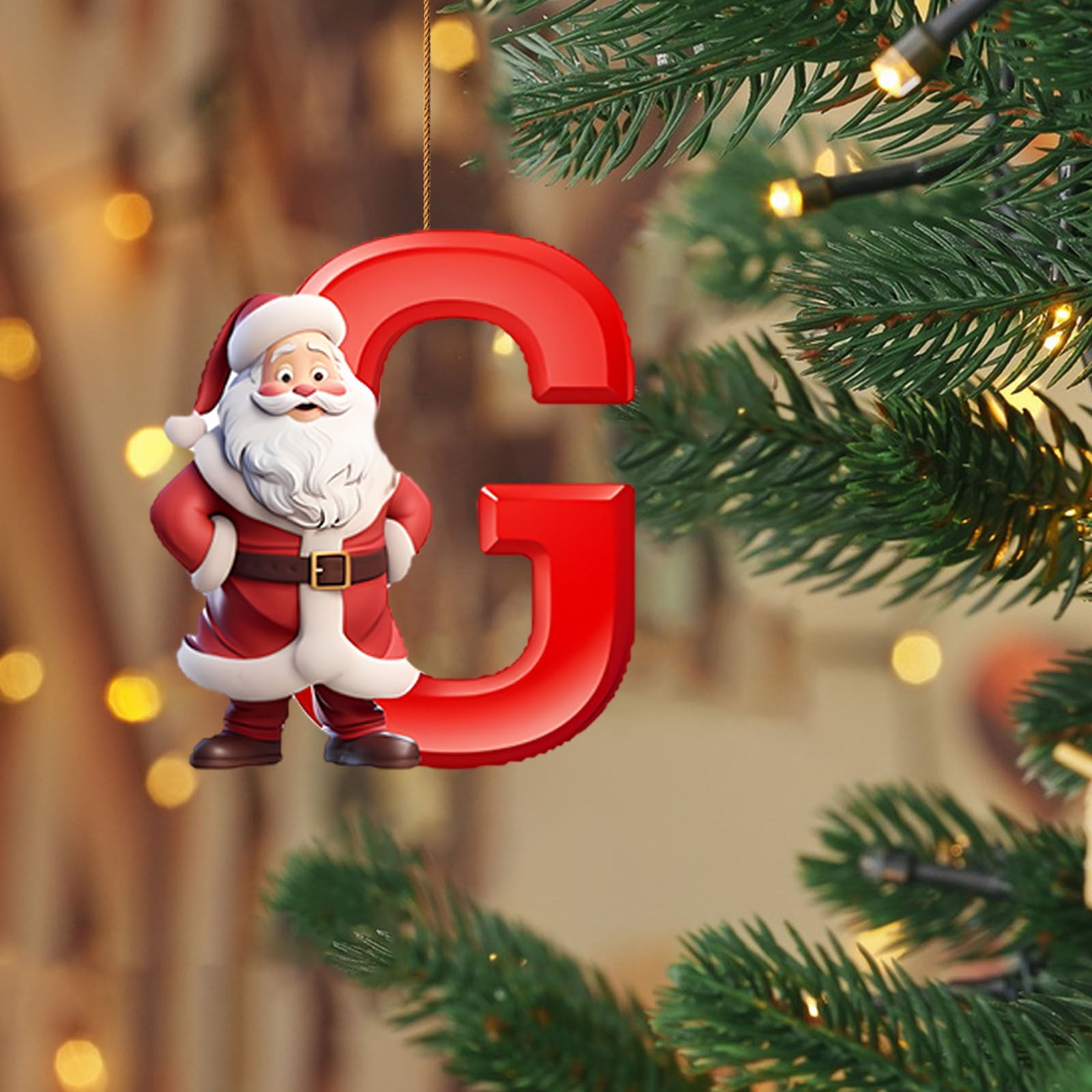 TUTUnaumb 26 Letter Ornaments for Christmas Tree, Red Initial Letter G ...