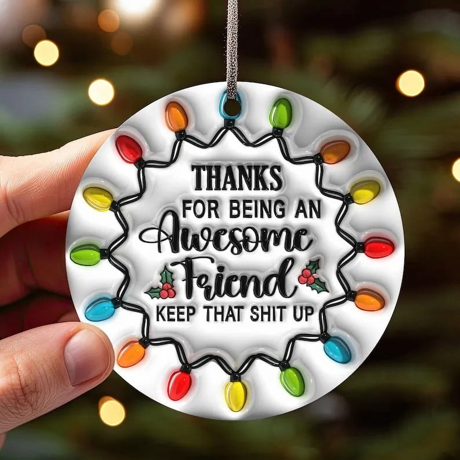 TUTUnaumb Besties Christmas Round Hanging Ornament, 3D Effect Best ...