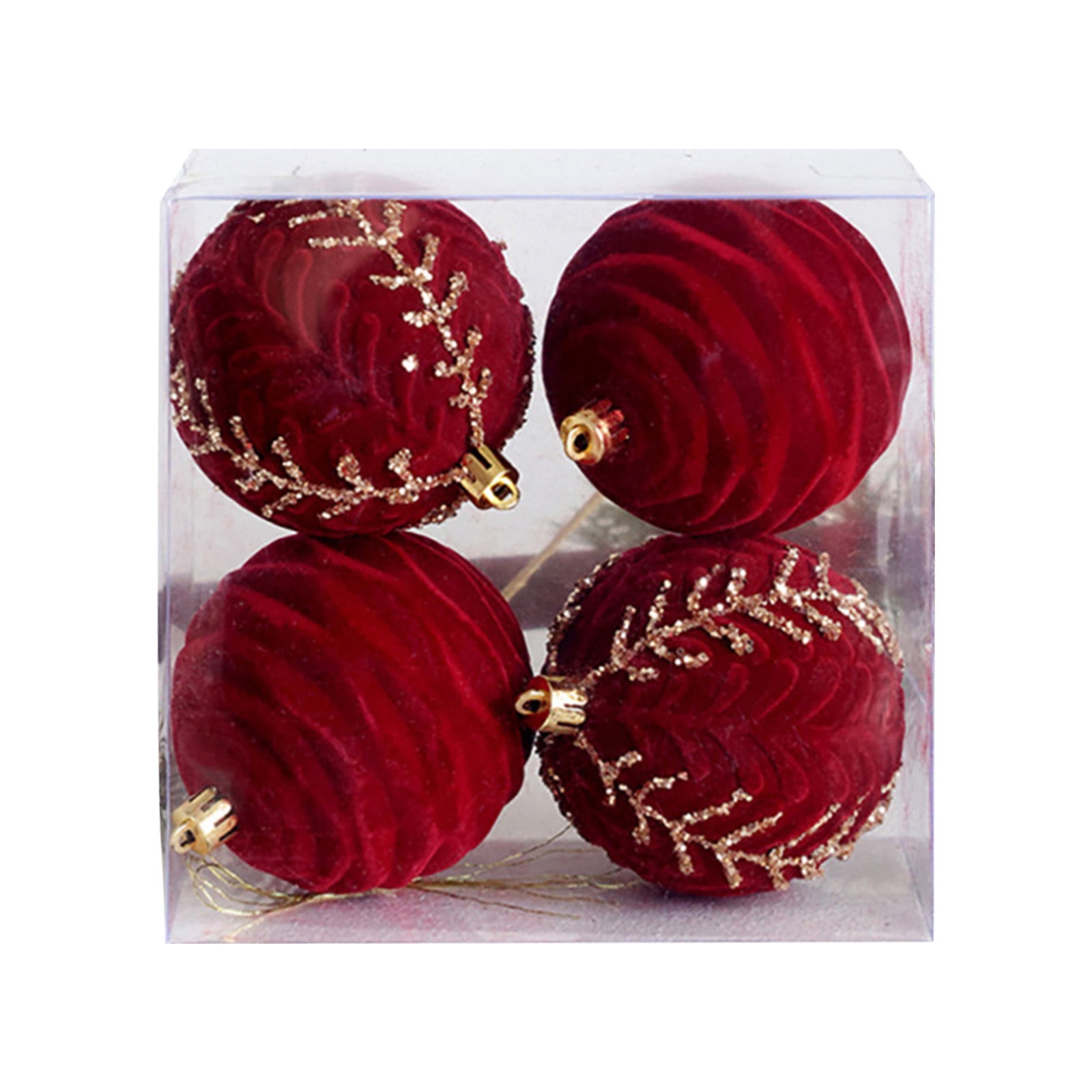 TUTUnaumb Christmas Flocking Painting Ball 2.36in Xmas Tree Hanging ...