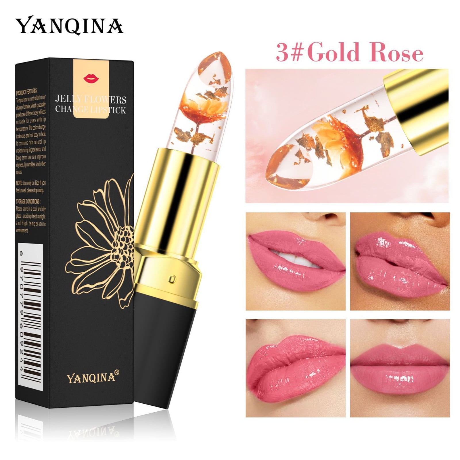 TUTUnaumb Flower Jelly Lipstick Temperature Change Moisturizer Flower ...