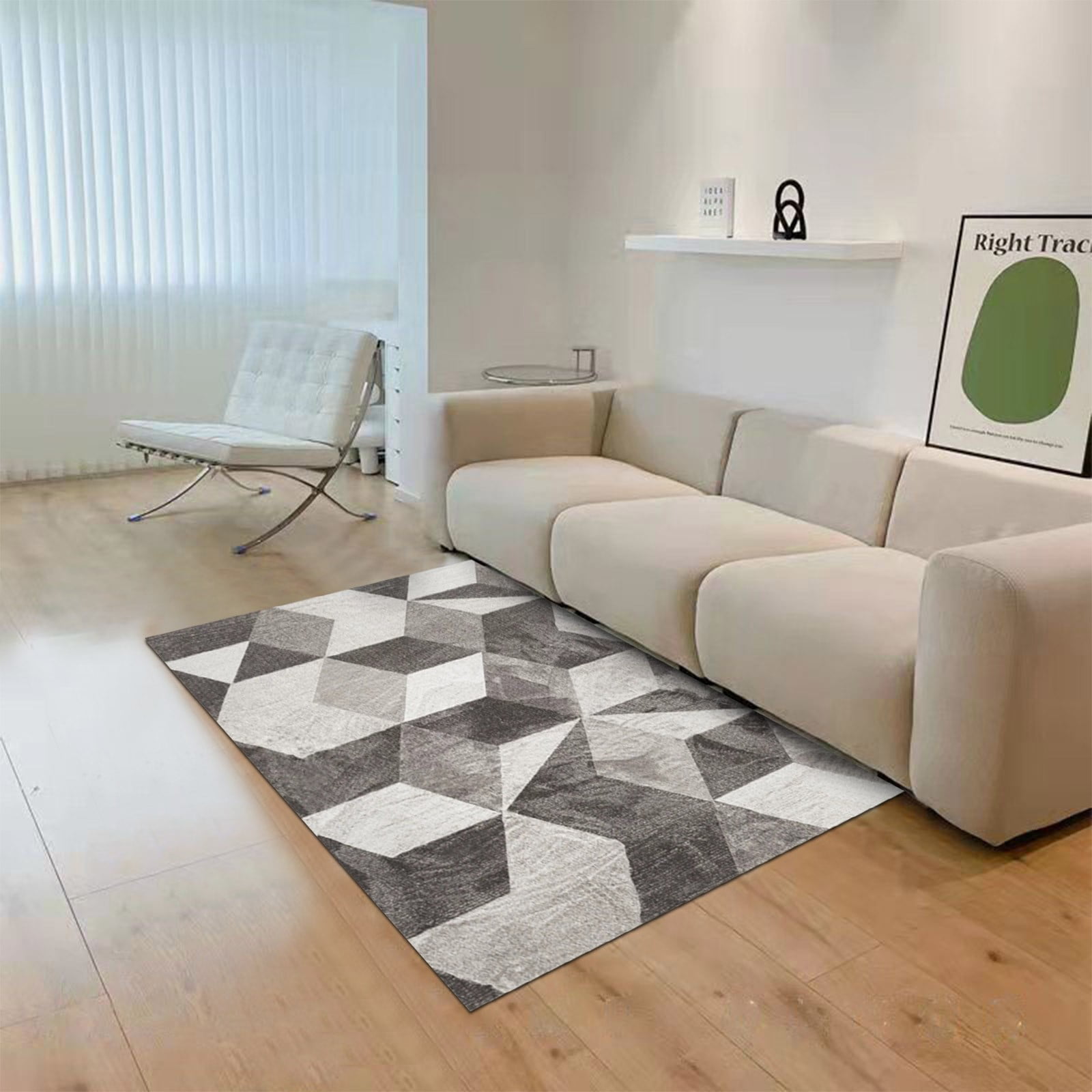 TUTUnaumb Geometric Floor Mat Modern Lattice Area Rug Living Room ...