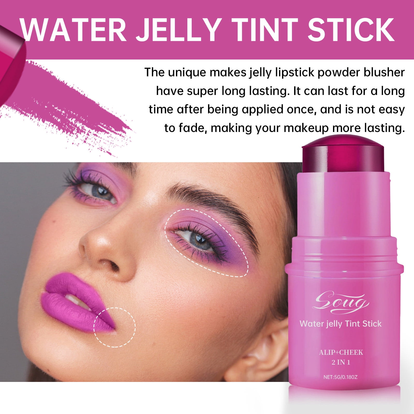 TUTUnaumb Jelly Tint Blush Lipstick, Cooling Water Jelly Tint Stick ...
