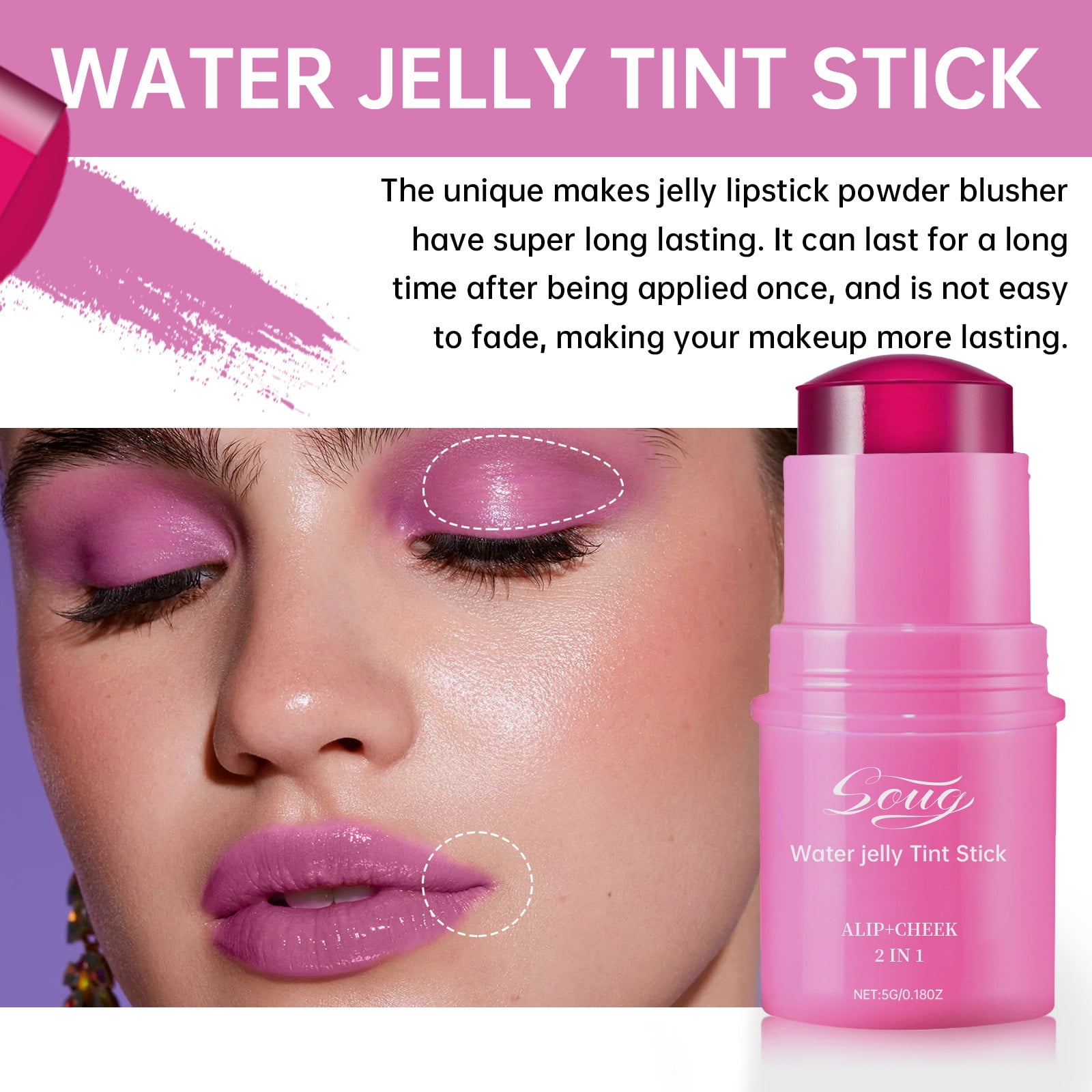 TUTUnaumb Jelly Tint Blush Lipstick, Cooling Water Jelly Tint Stick, Jelly Blush Stick, Jelly ...