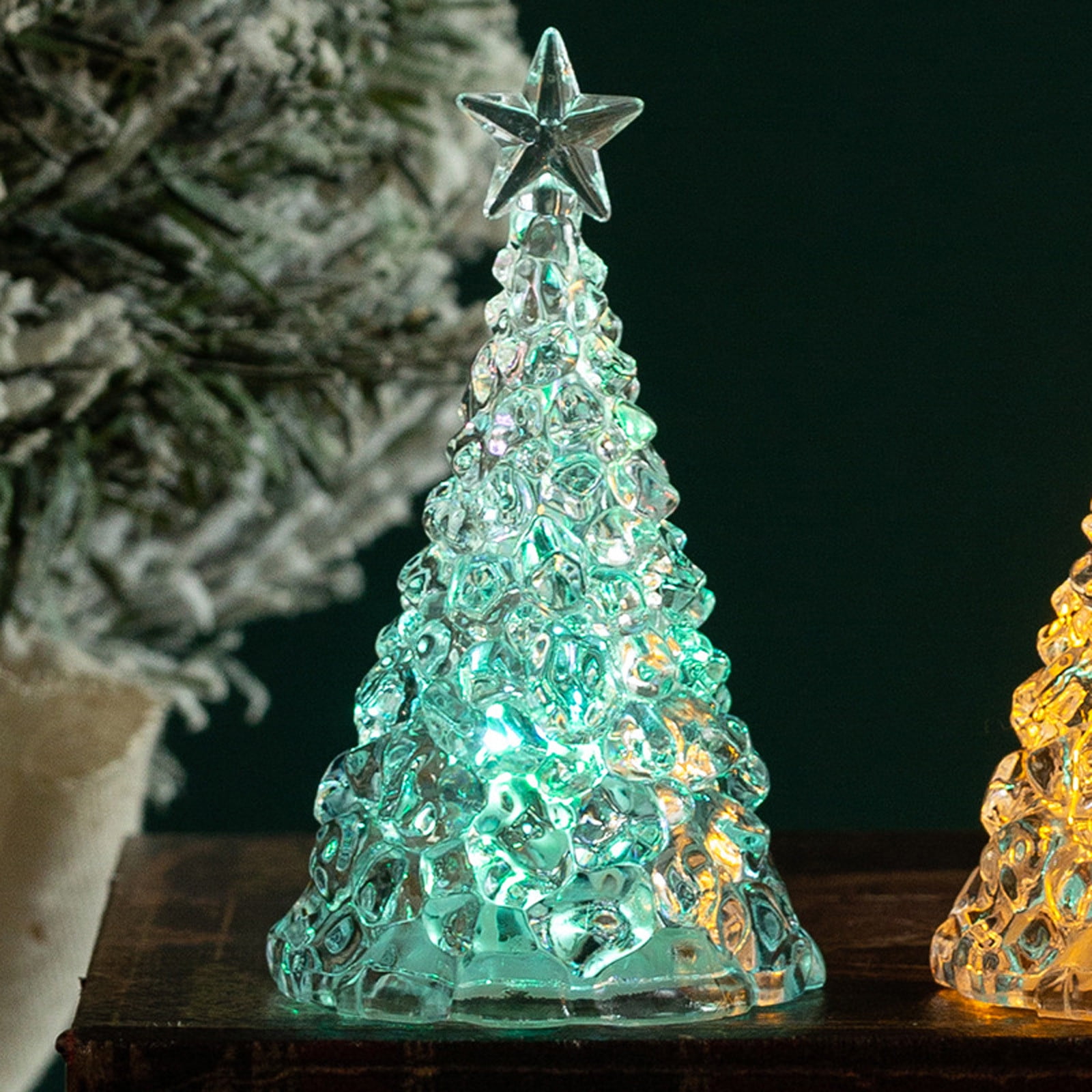 TUTUnaumb Luminous Christmas Tree Transparent Crystal Night Light Mini ...