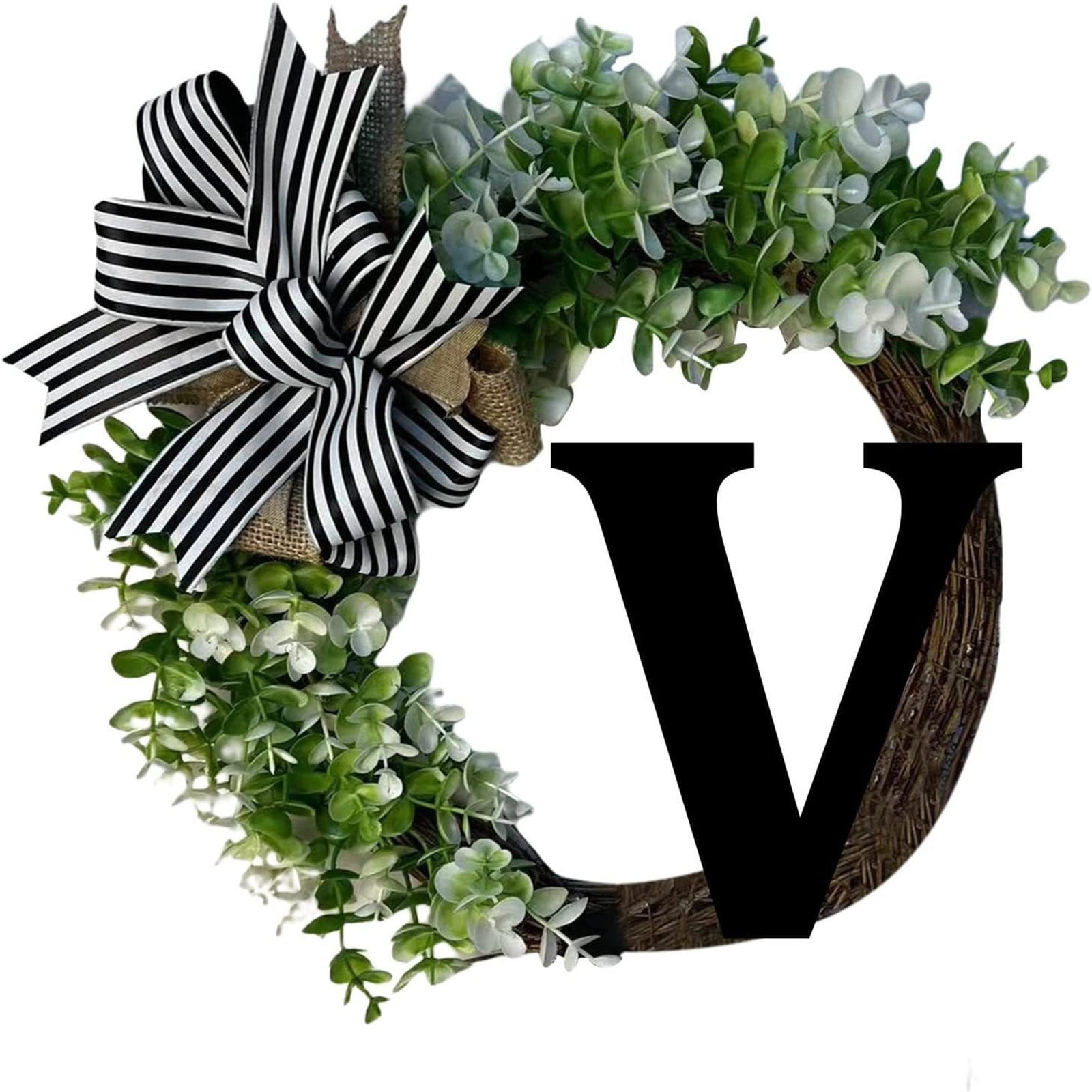 TUTUnaumb Monogram Initial V Front Door Wreath, 15inch 26 Letters ...