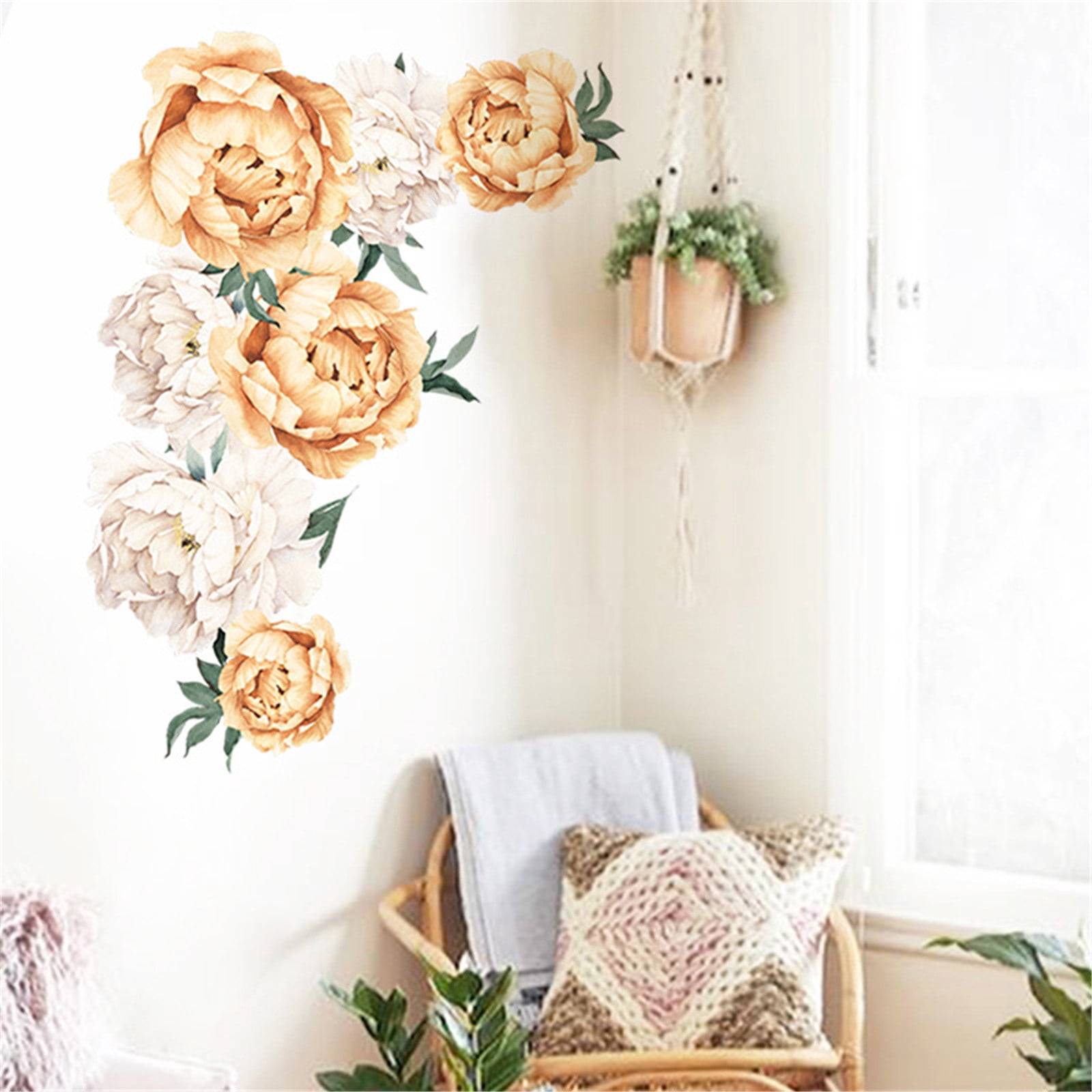 TUTUnaumb Peony Flower Pattern DIY Wall Decoration Decal Self-Adhesive ...