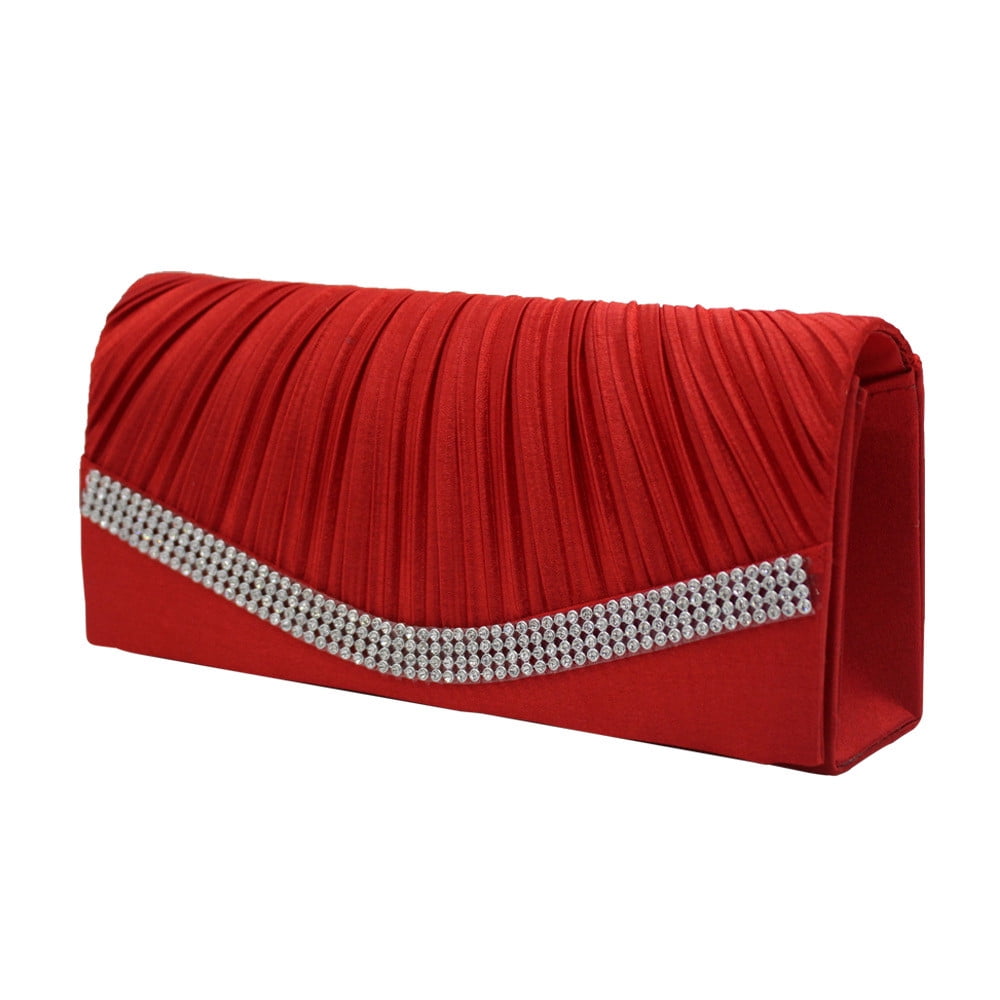 TUTUnaumb Pleated Satin Wedding Evening Bridal Clutch Purse With ...