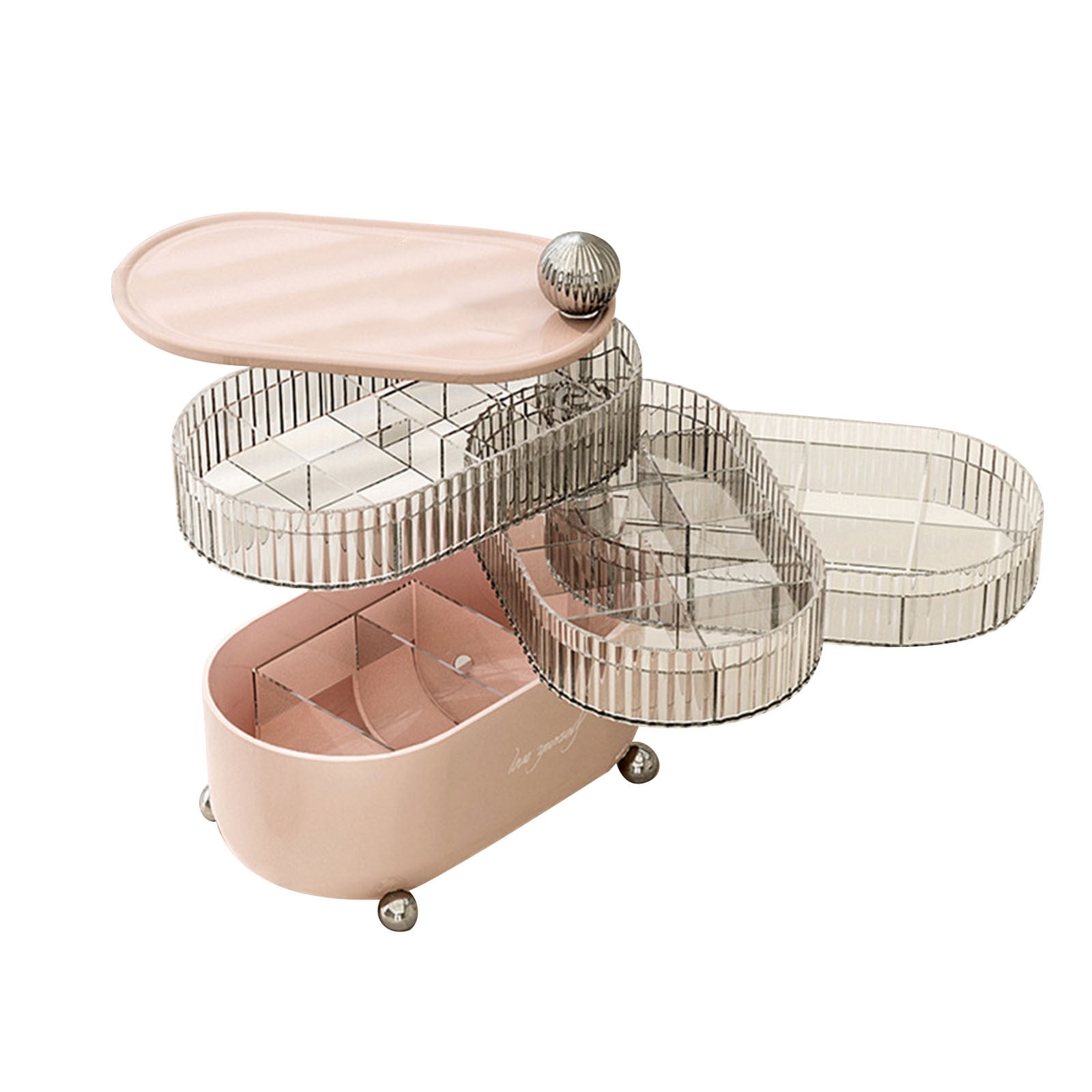 TUTUnaumb Powder Puff Storage Box, Rotating 4-layer, Transparent ...