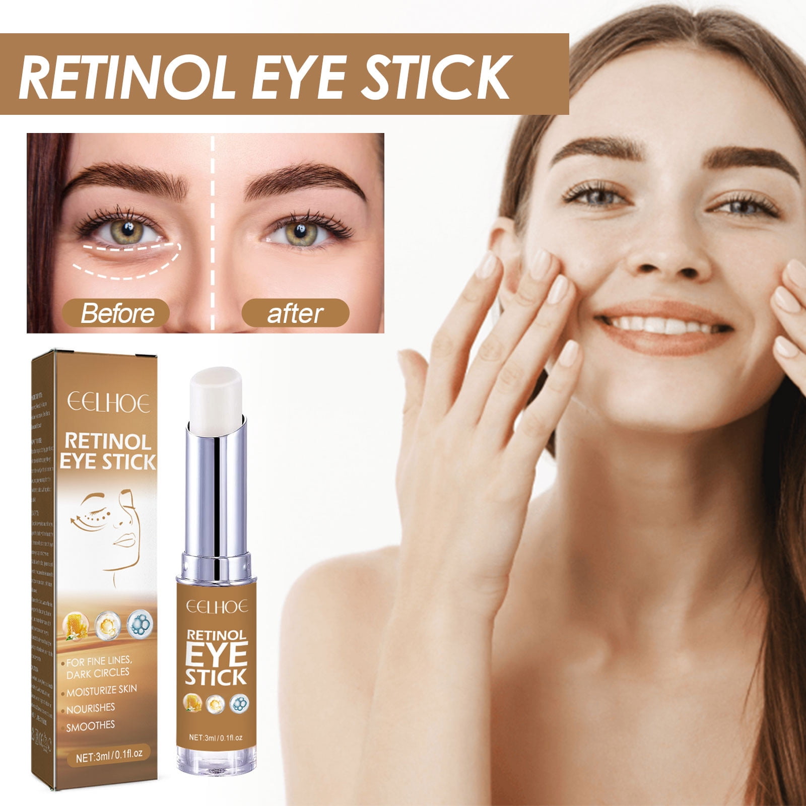TUTUnaumb Retinol Eye Stick, Reduce Eye Puffiness and Dark Circle, Blur Fine Lines, Include ...